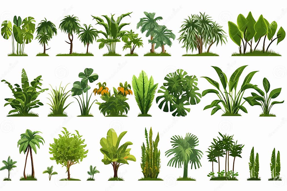 Rainforest Vegetation Set Vector Flat Isolated Vector Style ...