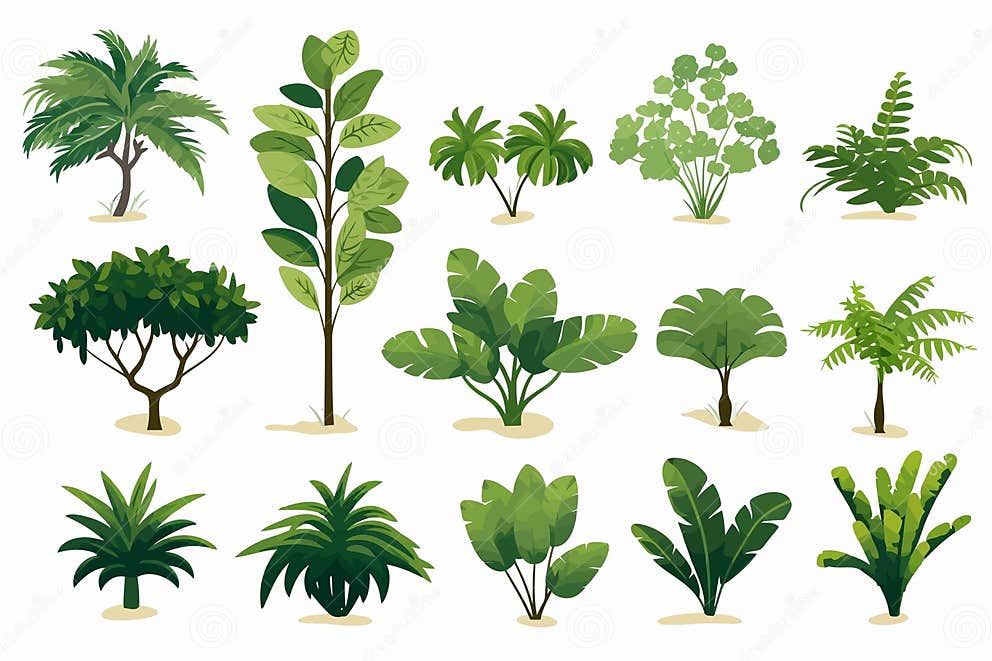 Rainforest Vegetation Set Vector Flat Isolated Vector Style ...