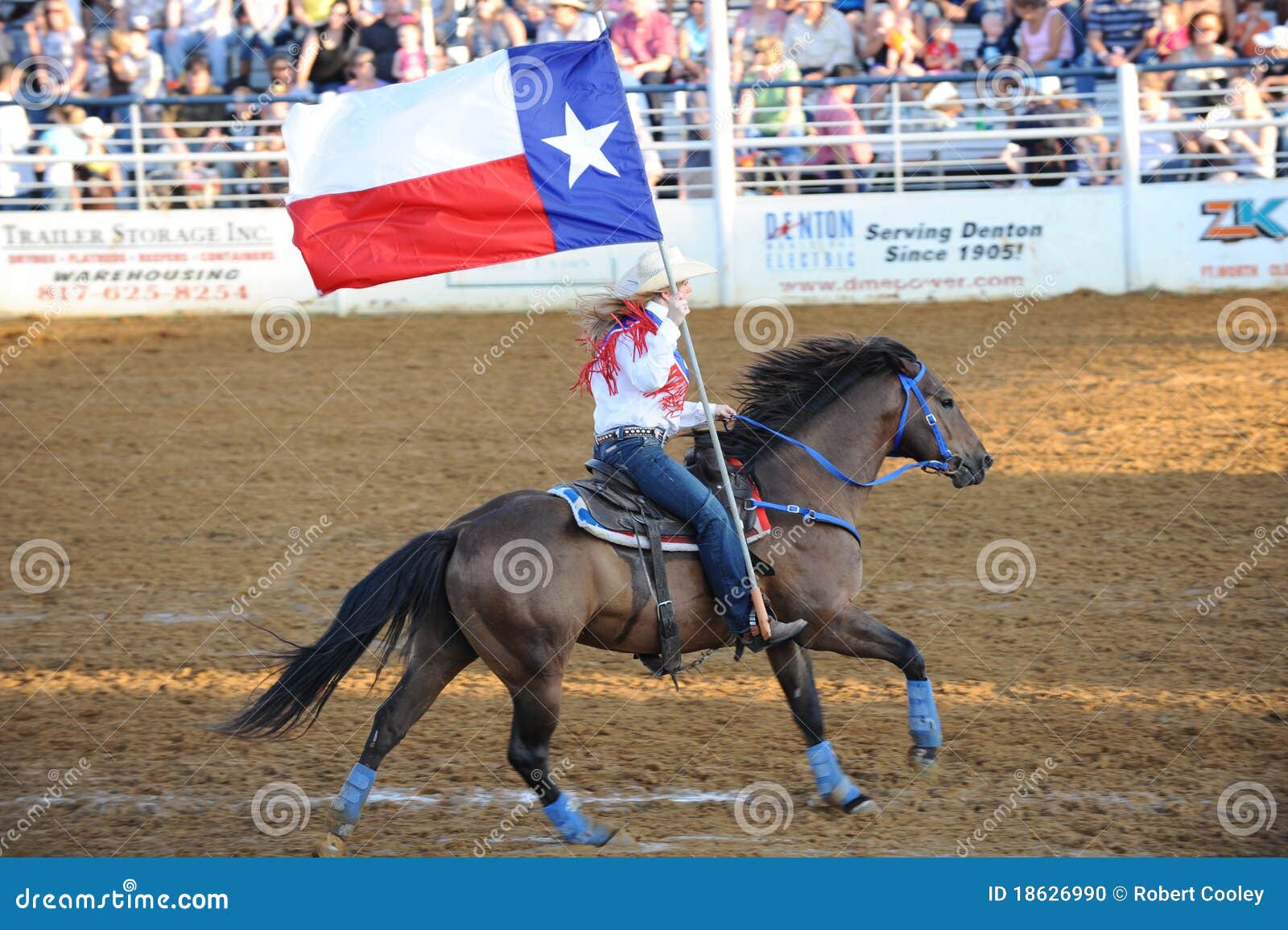 Rainha Do Rodeio Com Bandeira De Texas Imagem Editorial - Imagem de ...