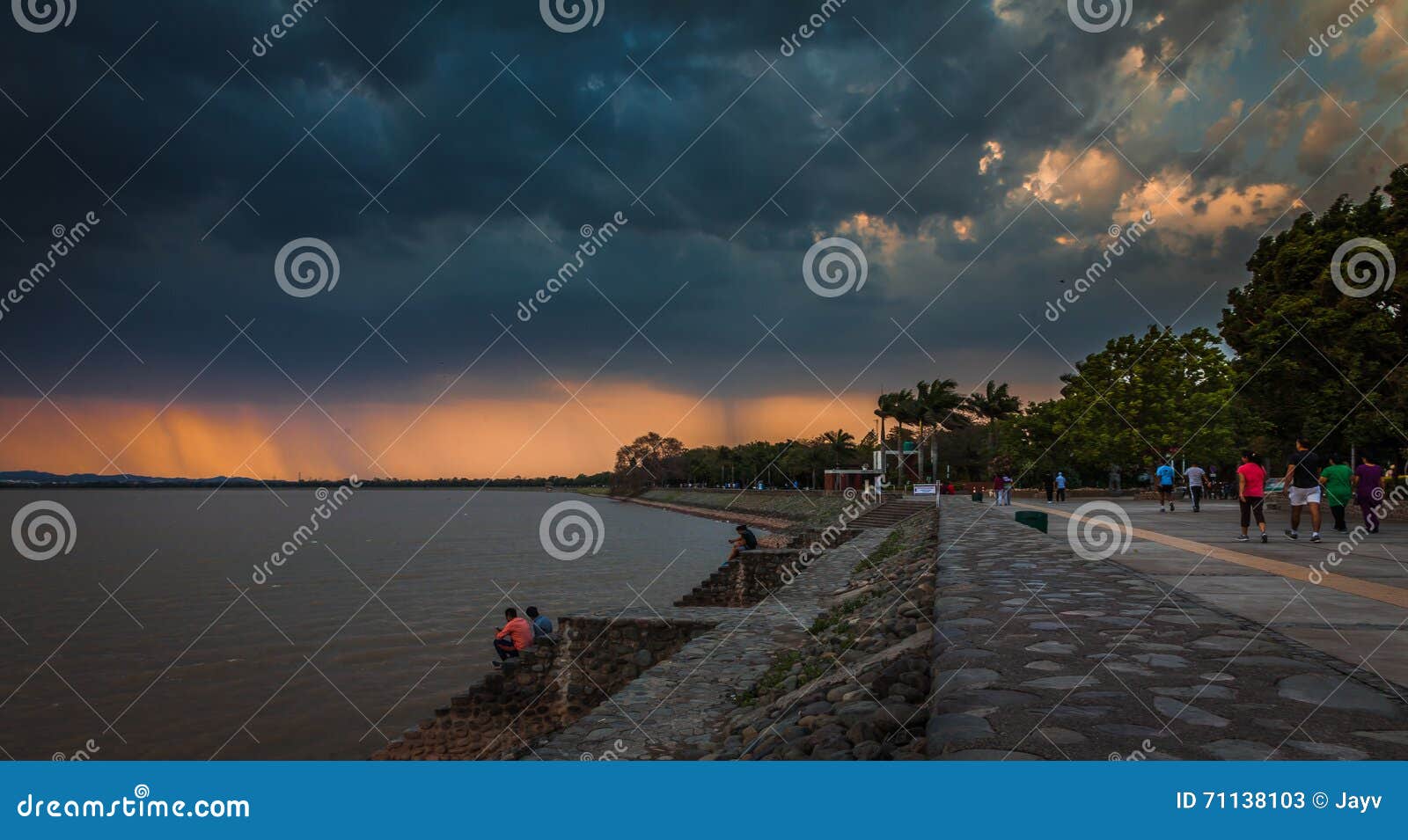 Raining across the lake. editorial stock photo. Image of lake - 71138103