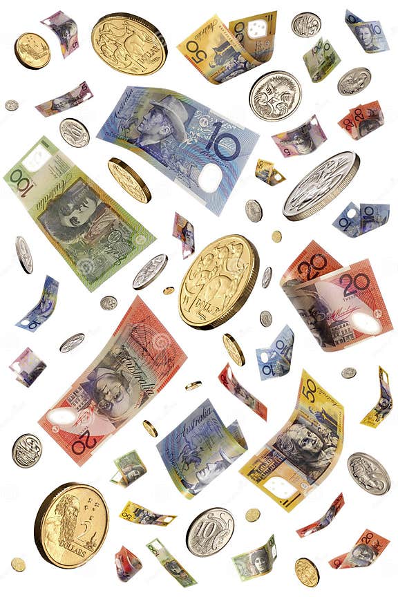 Raining Australian Money Isolated Stock Image - Image of banks ...
