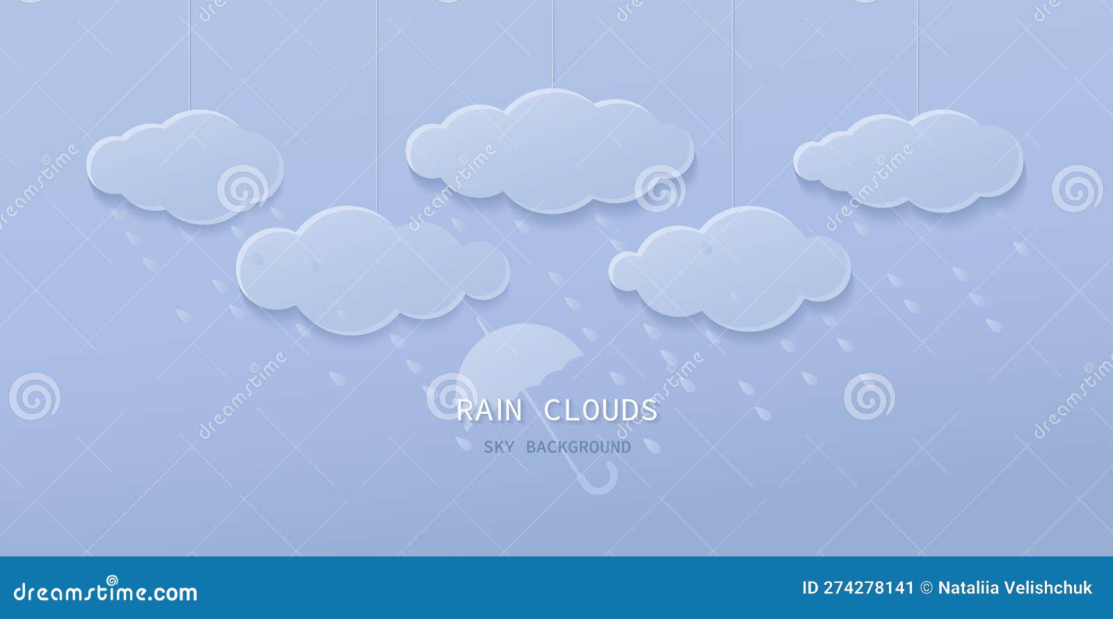 Raining. Background. Paper Cut Clouds. Rain Clouds. Vector Illustration ...