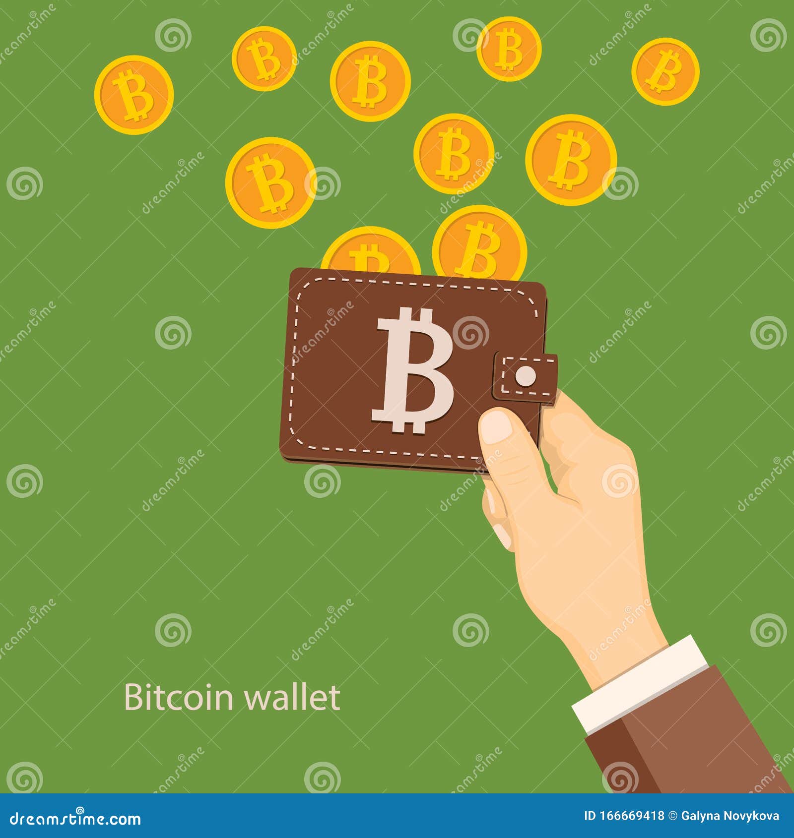 Raining Bitcoins into Wallet Stock Vector - Illustration of design ...