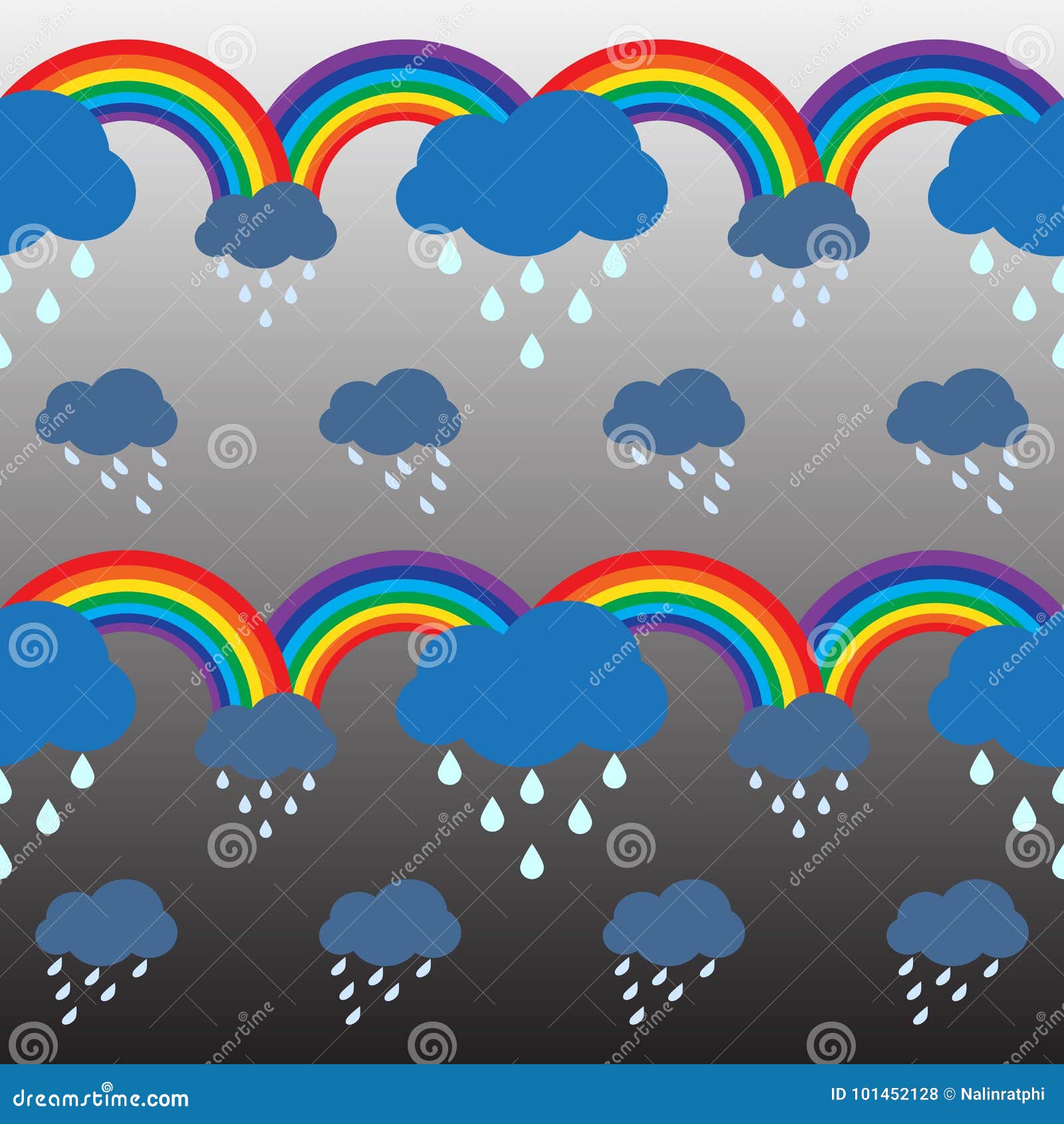 Raining Cloud and Double Rainbow Pattern Background Stock Vector ...
