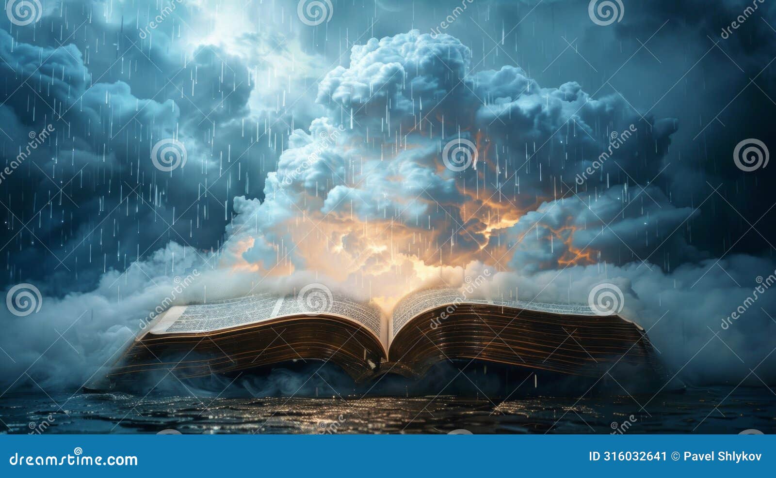 Raining Cloud in the Medieval Art Classic Bibel Style Solid White ...