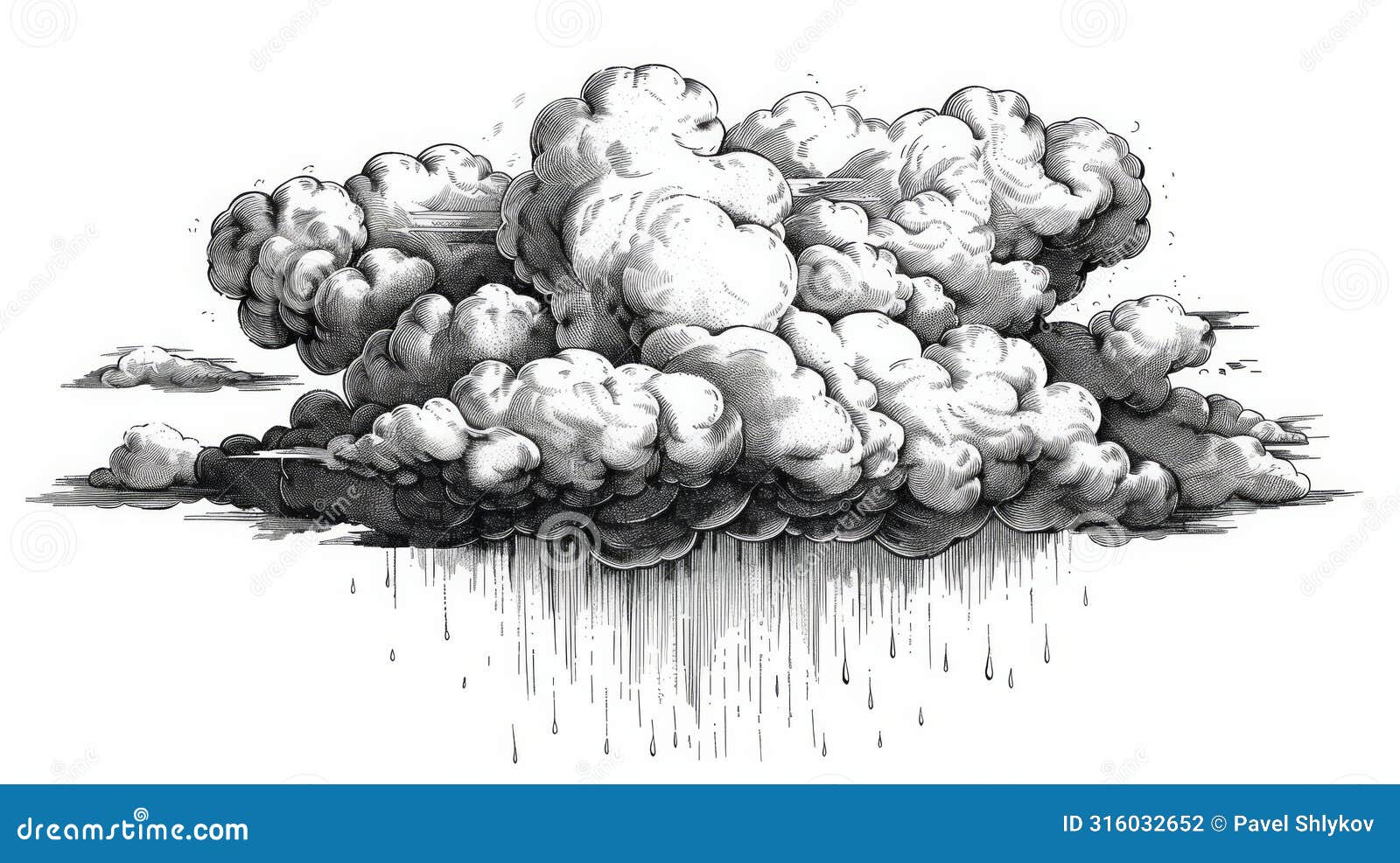 Raining Cloud in the Medieval Art Classic Bibel Style Solid White ...