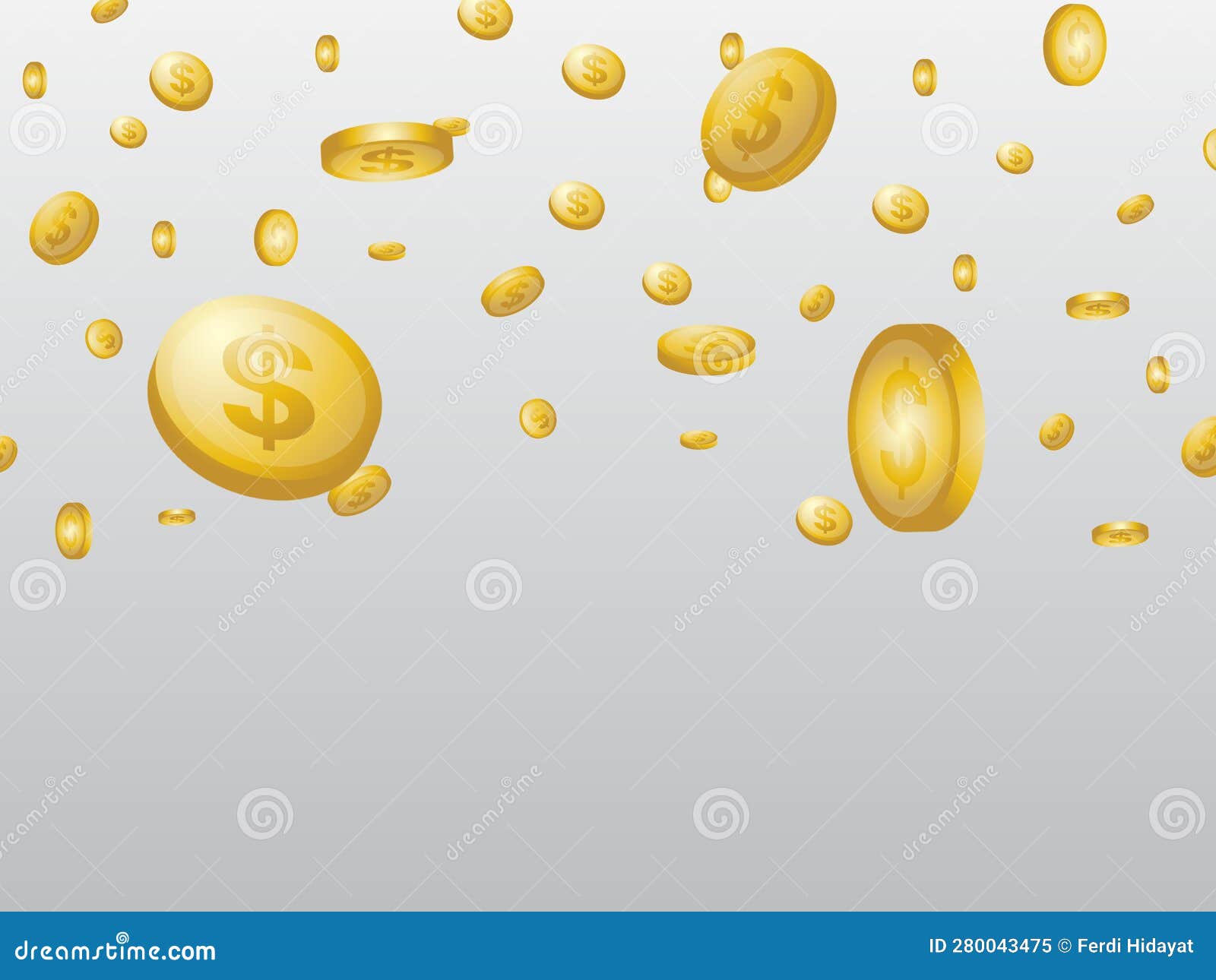 Raining gold coins stock vector. Illustration of golden - 280043475
