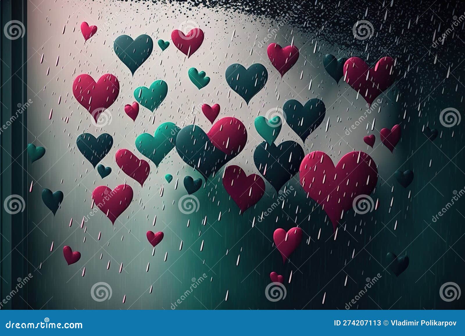 Raining Hearts. Love Concept Stock Illustration - Illustration of cloud ...