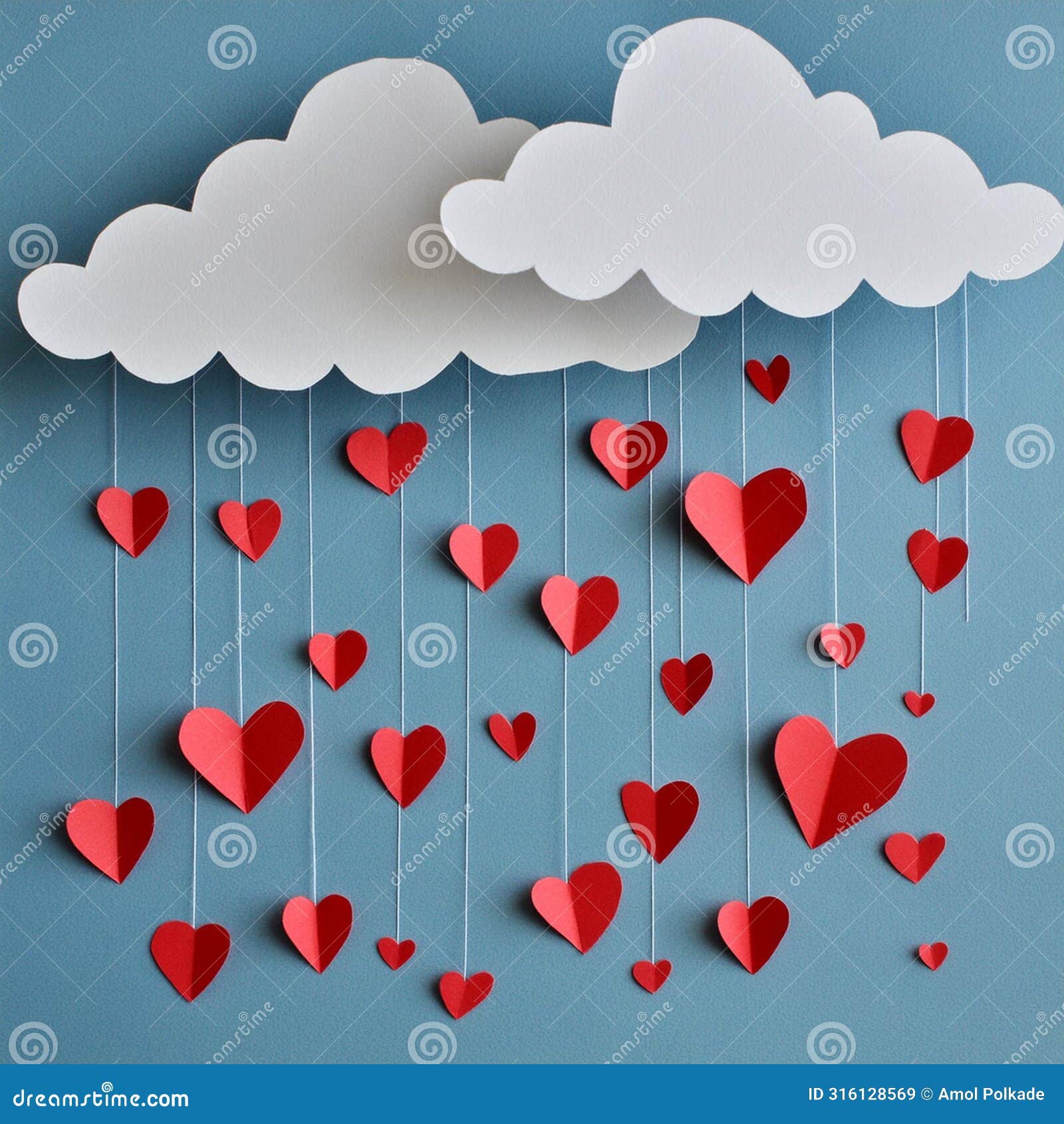 Raining Hearts Paper Cutting Illustration Stock Illustration ...