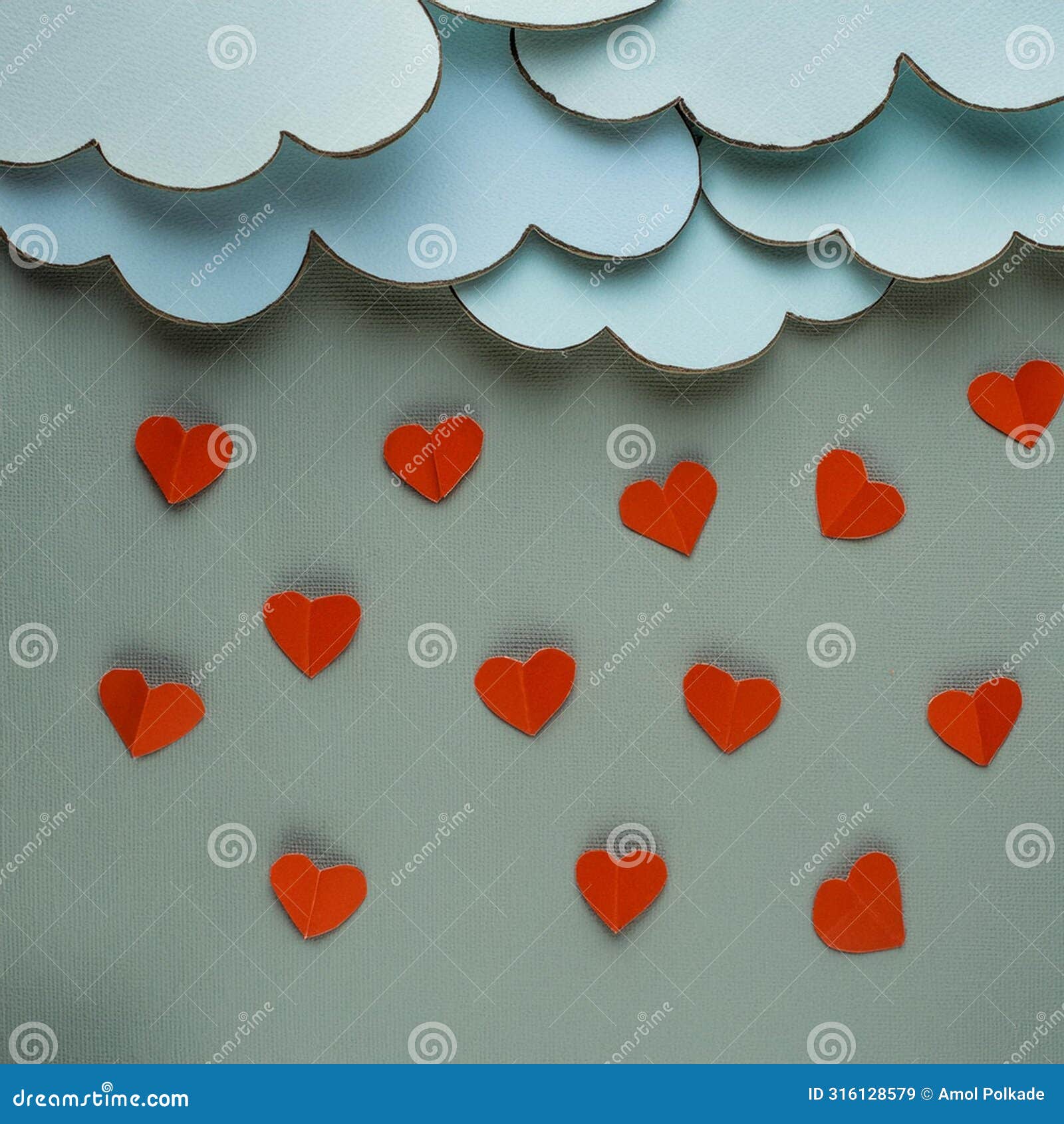 Raining Hearts Paper Cutting Illustration Stock Illustration ...