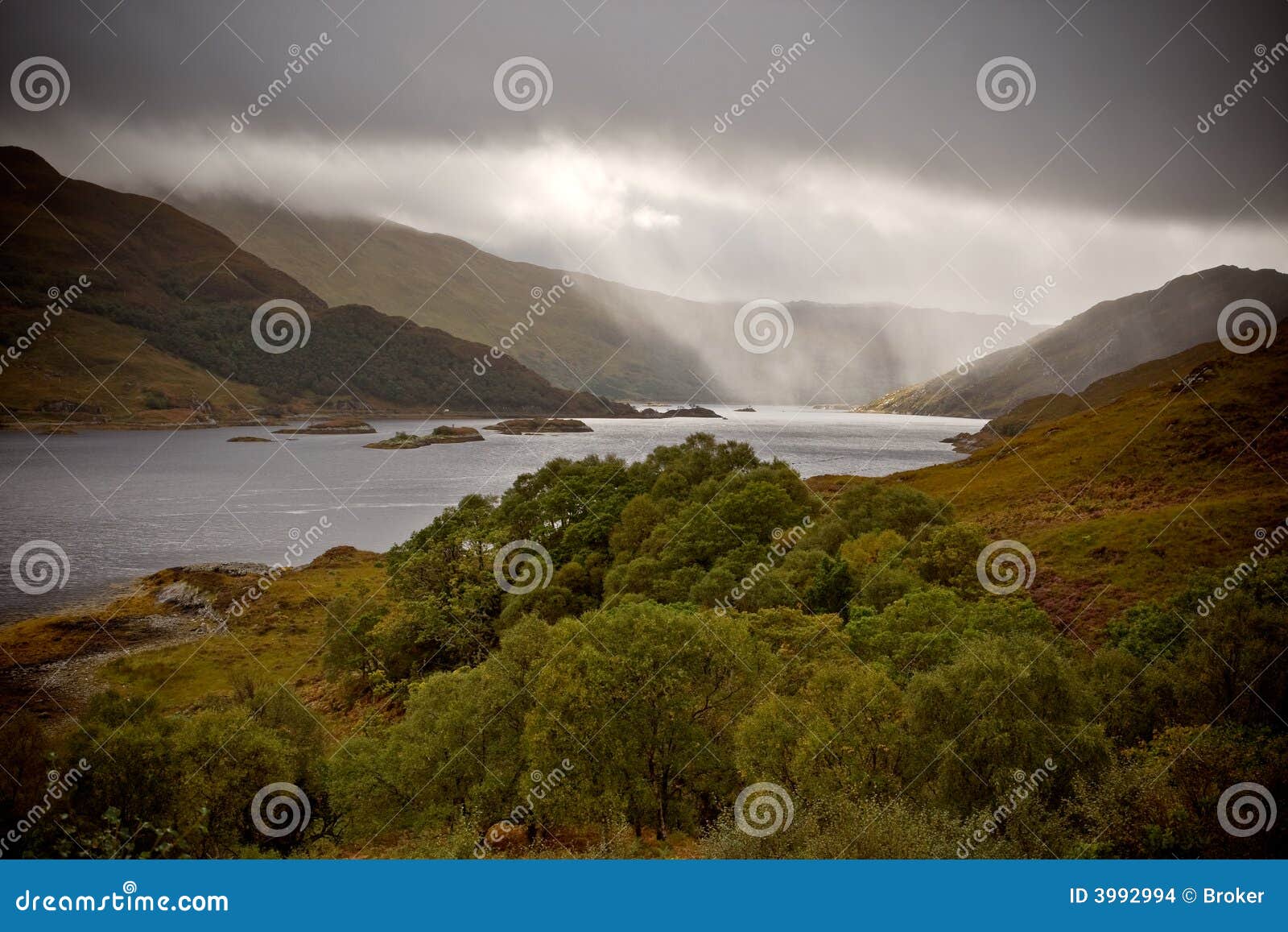 Raining on the lake stock photo. Image of cloudy, peace - 3992994