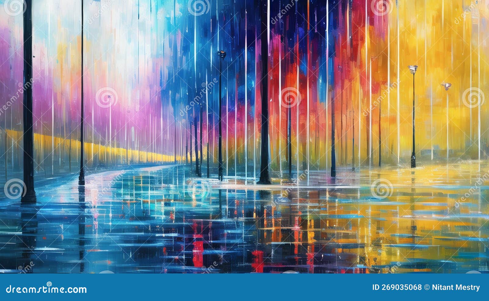 Raining Landscape Illustration Wall Art Ai Generated Stock Photo ...