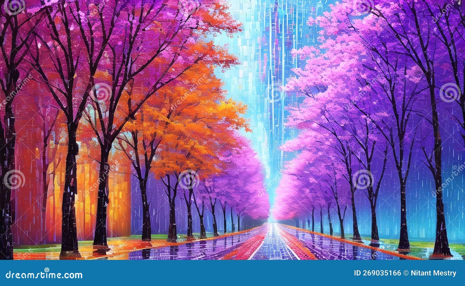 Raining Landscape Illustration Wall Art Ai Generated Stock Photo ...