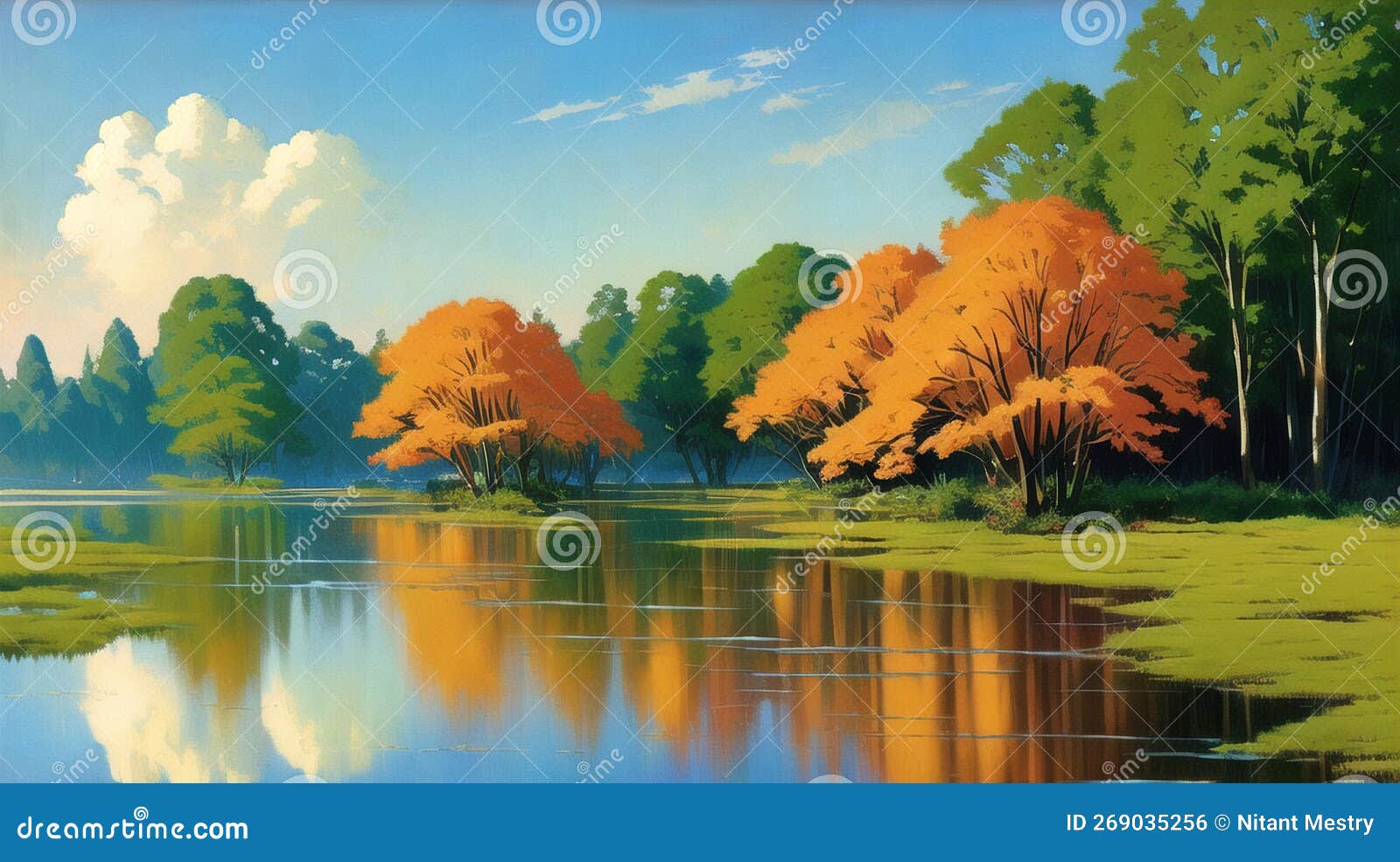 Raining Landscape Illustration Wall Art Ai Generated Stock Photo ...