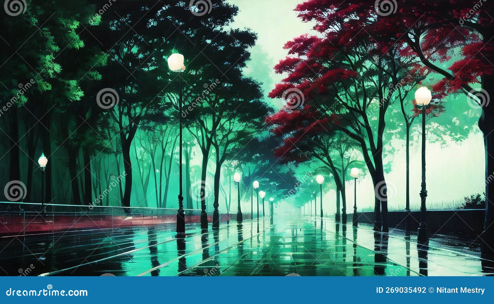 Raining Landscape Illustration Wall Art Ai Generated Stock Photo ...