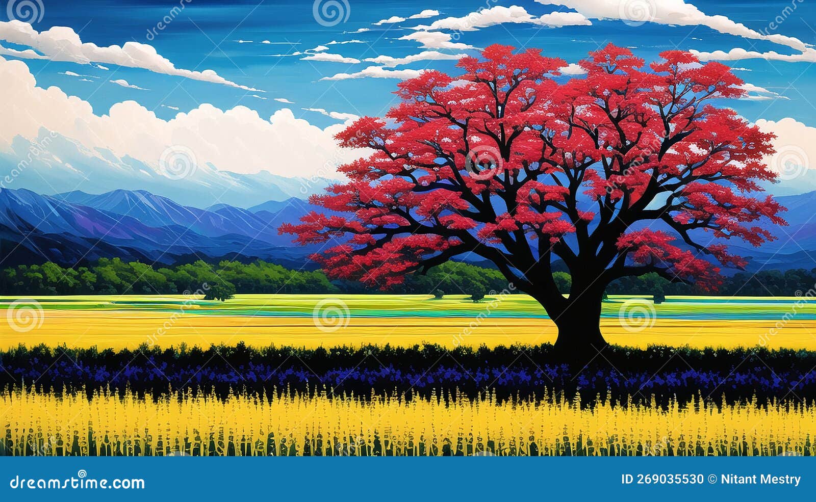 Raining Landscape Illustration Wall Art Ai Generated Stock Photo ...