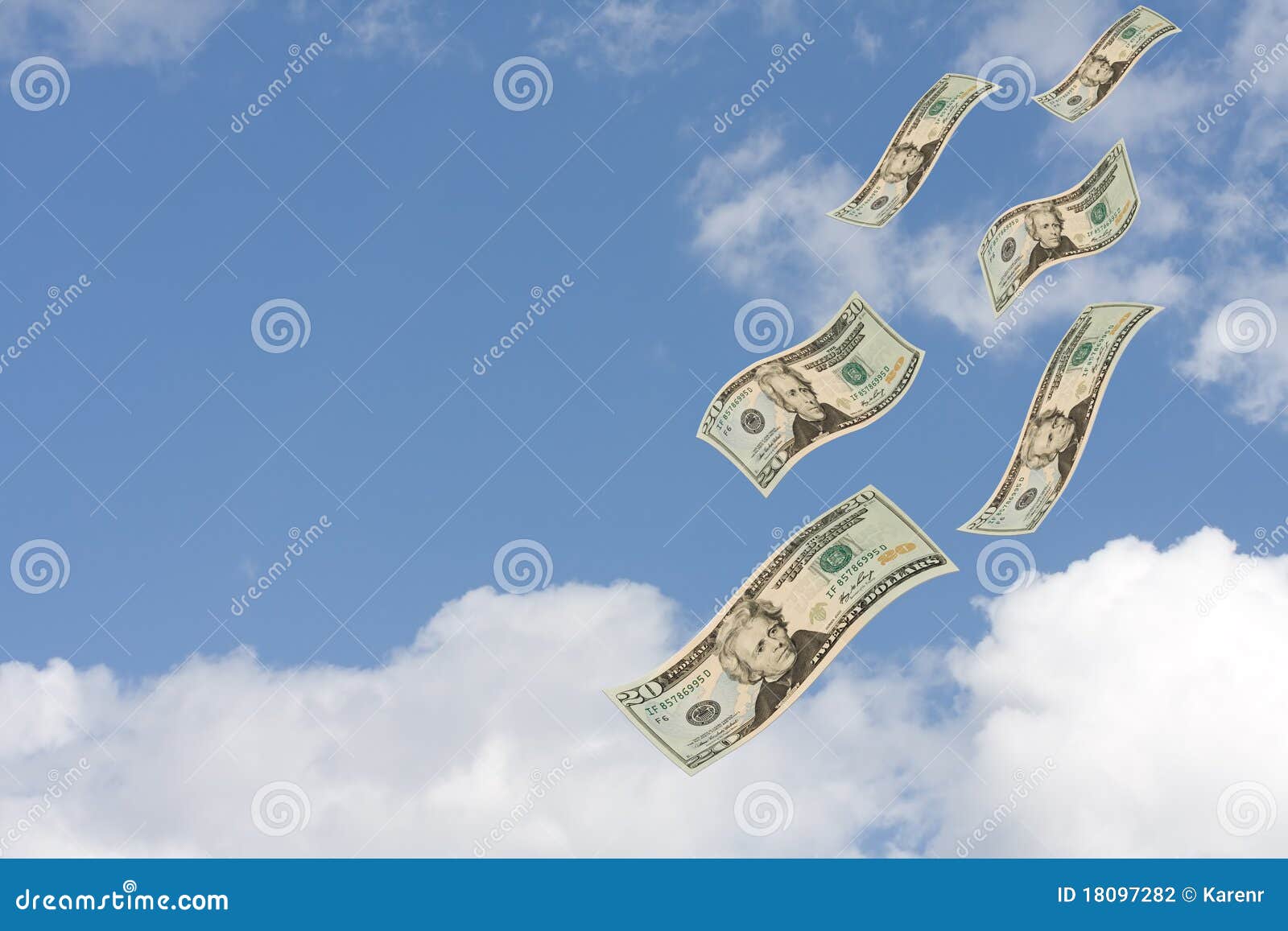 Raining Money stock photo. Image of floating, blue, clouds - 18097282