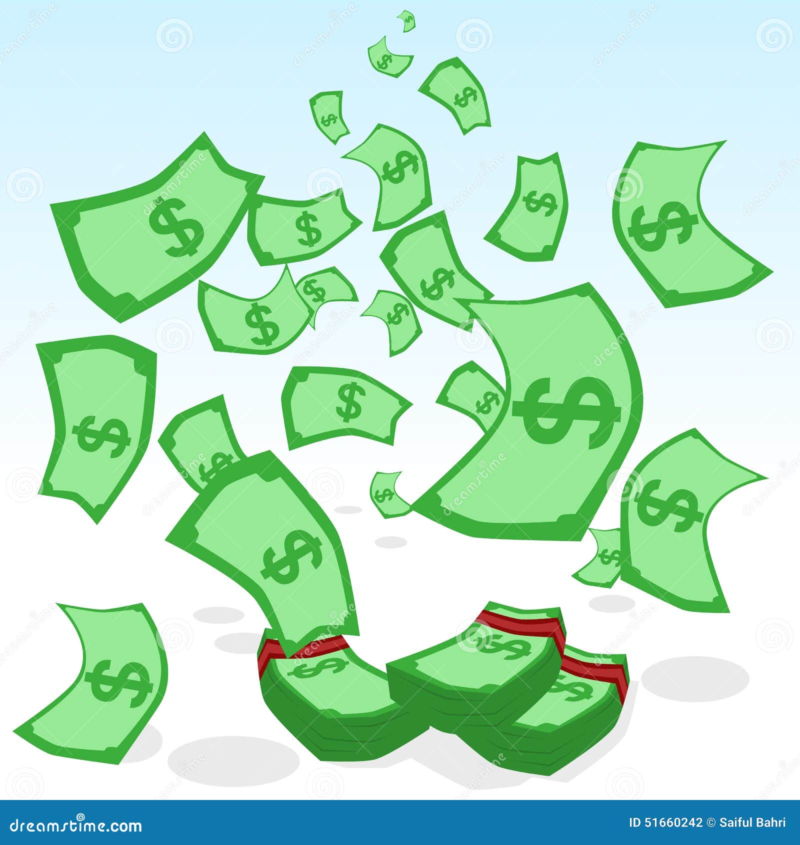 Raining money stock vector. Illustration of falling, green - 51660242