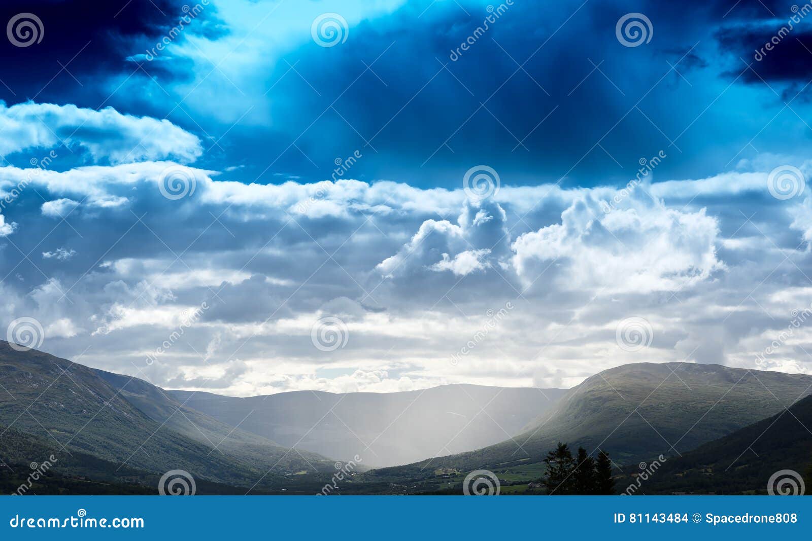 Raining in Norway Valley Landscape Background Stock Photo - Image of ...