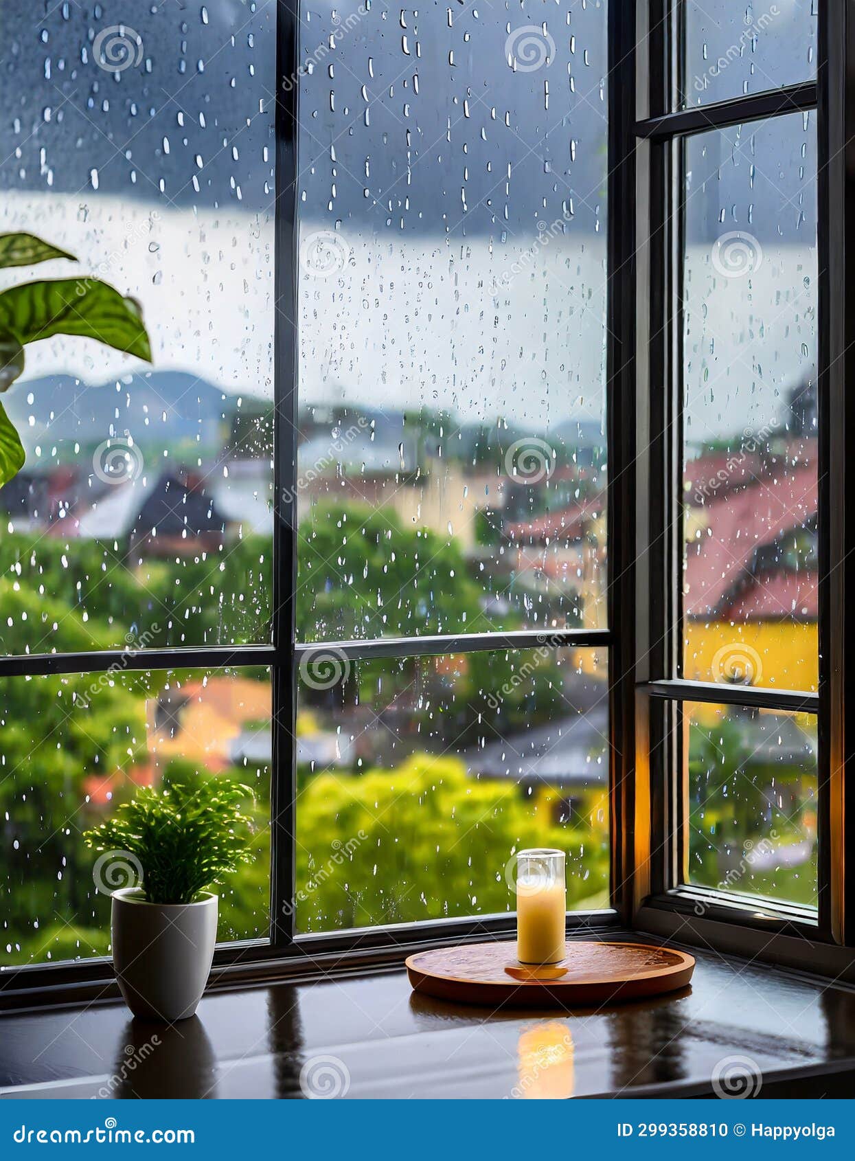 Raining Window Background