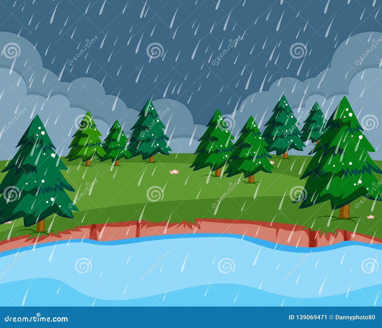 A raining scene in nature stock vector. Illustration of rainy - 139069471 A raining scene in nature stock vector. Illustration of rainy - 139069471