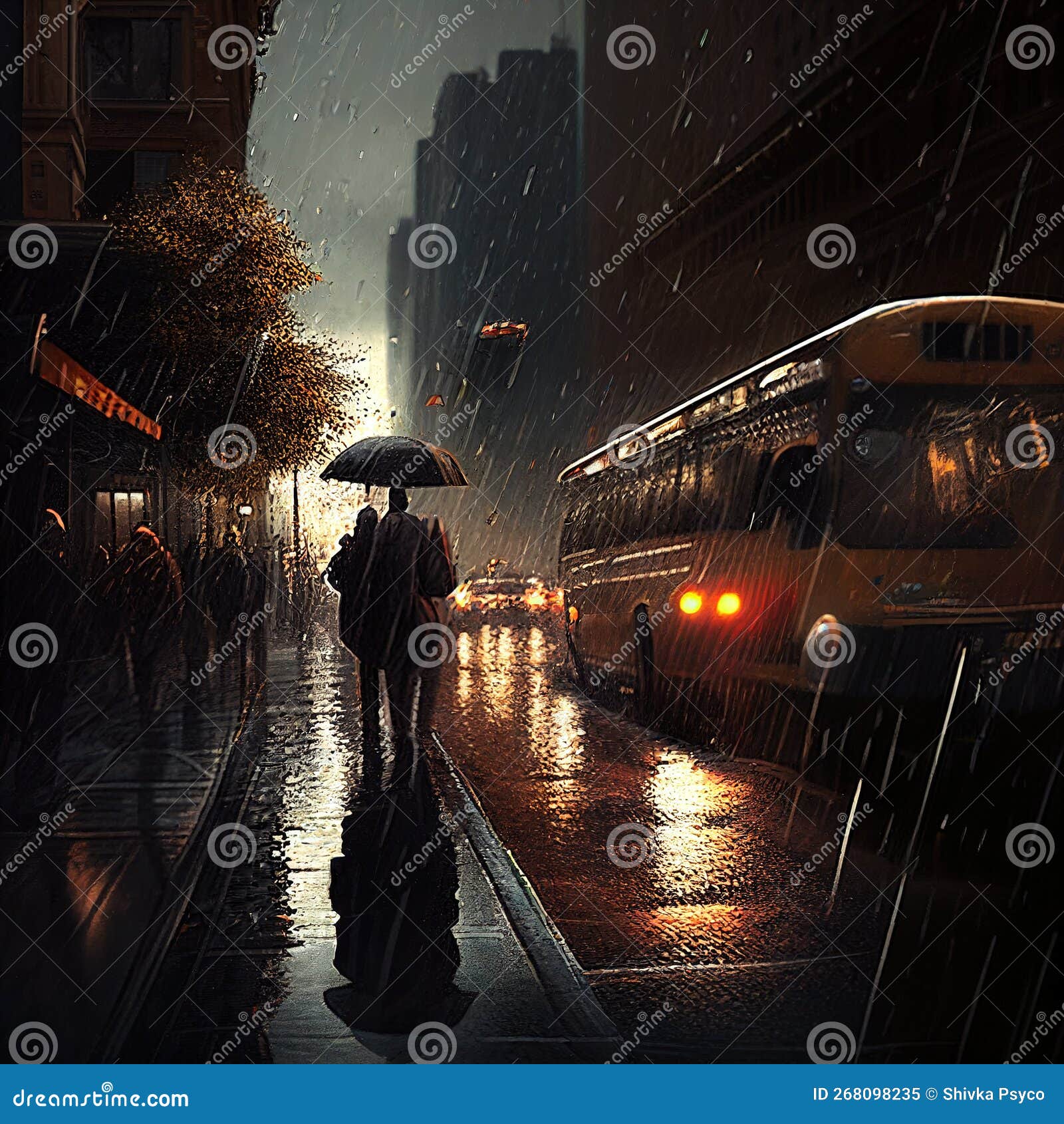 Raining in street stock image. Image of city, raining - 268098235