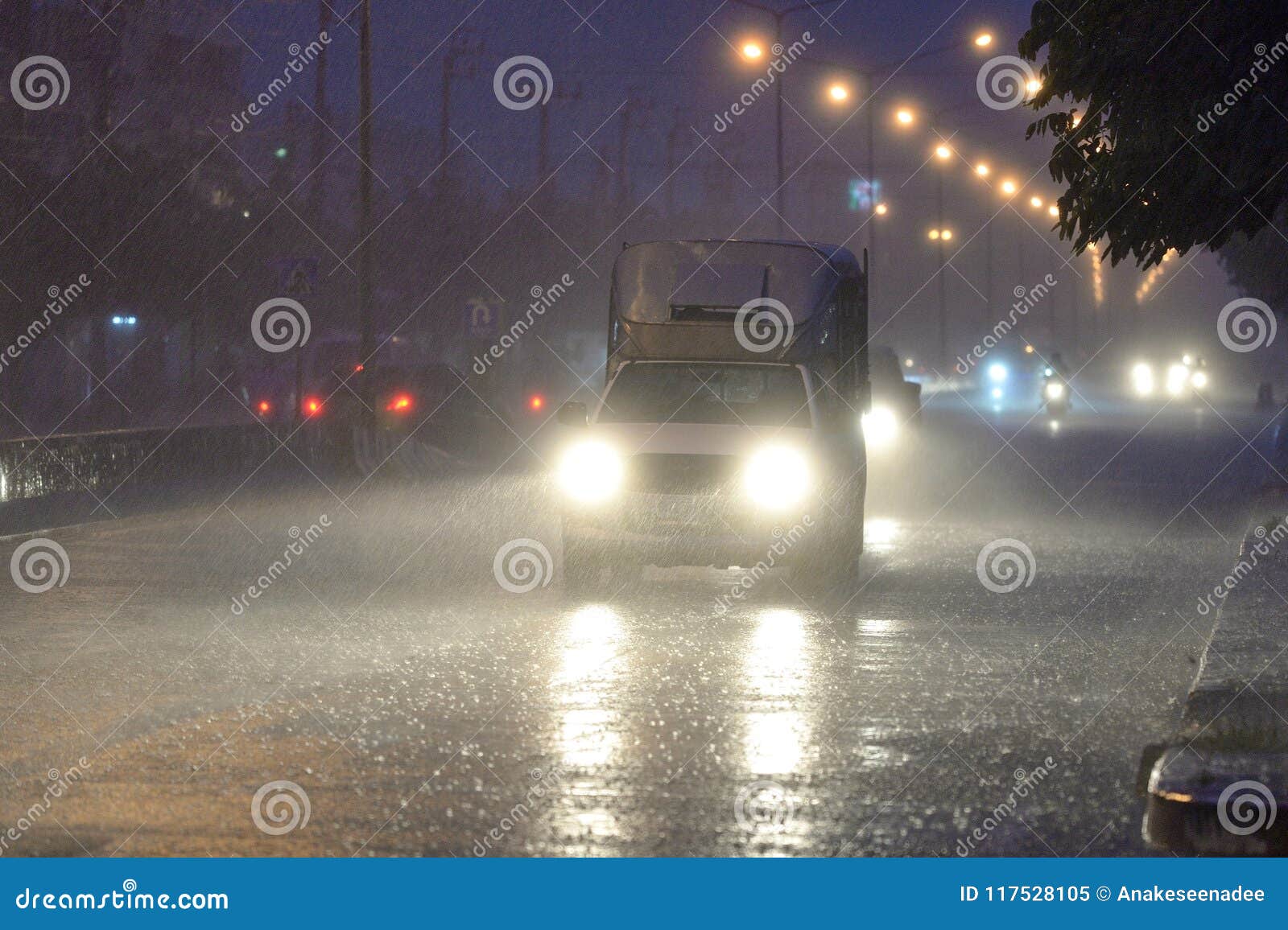 Raining in the town stock image. Image of dark, reflection - 117528105