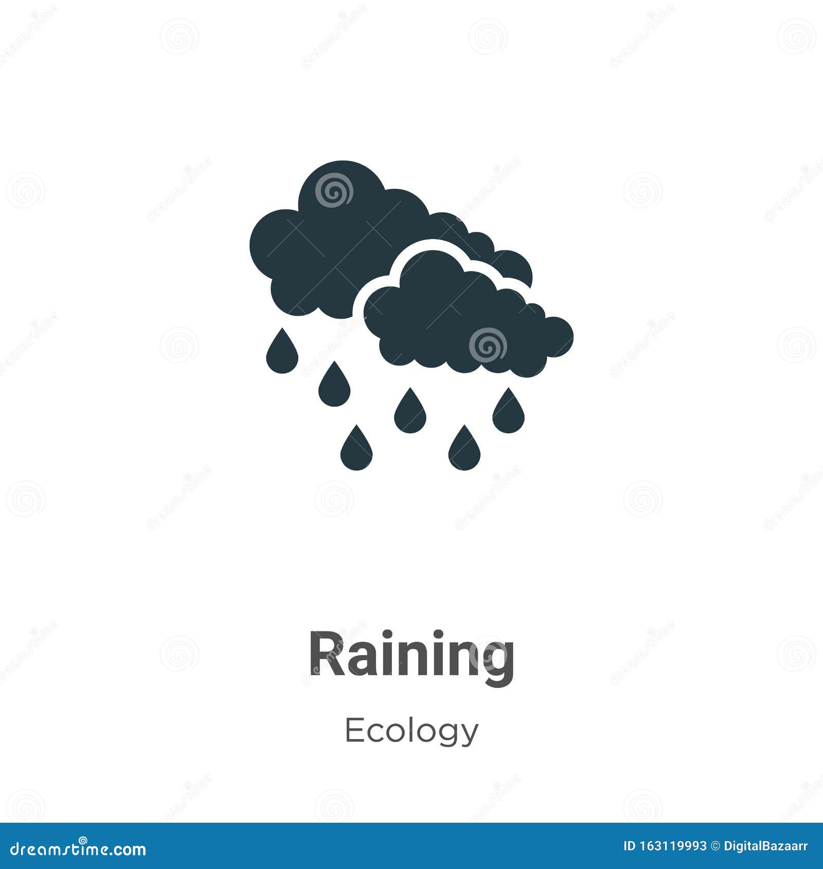 Raining Vector Icon on White Background. Flat Vector Raining Icon ...