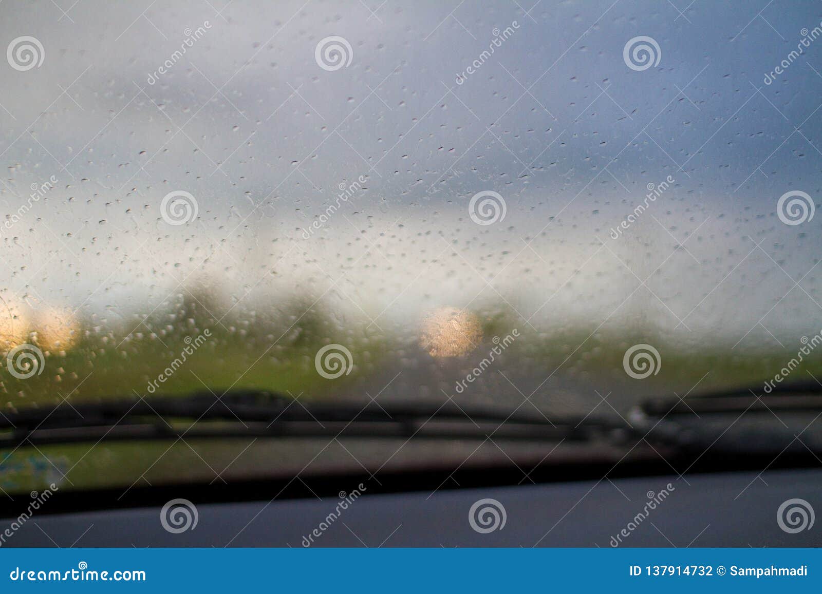 Rain on a car windscreen stock photo. Image of winter - 137914732