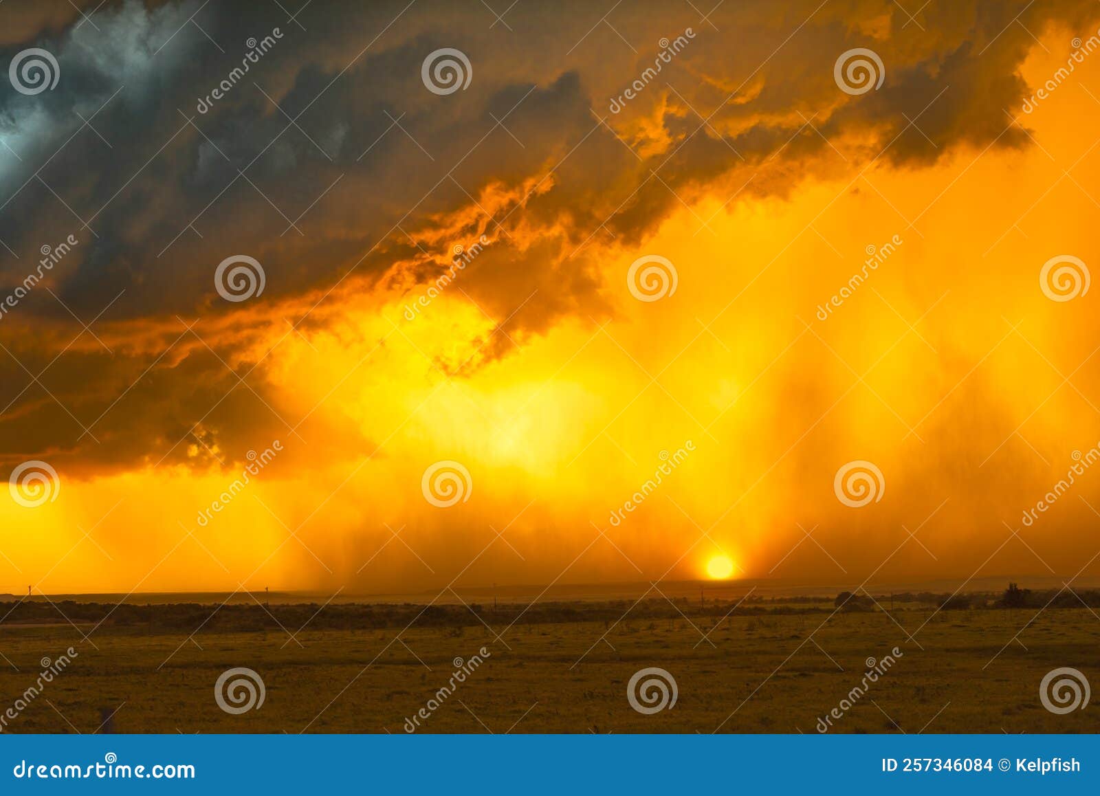 Rainstorm Over Plains at Sunset Stock Photo - Image of city, moody ...