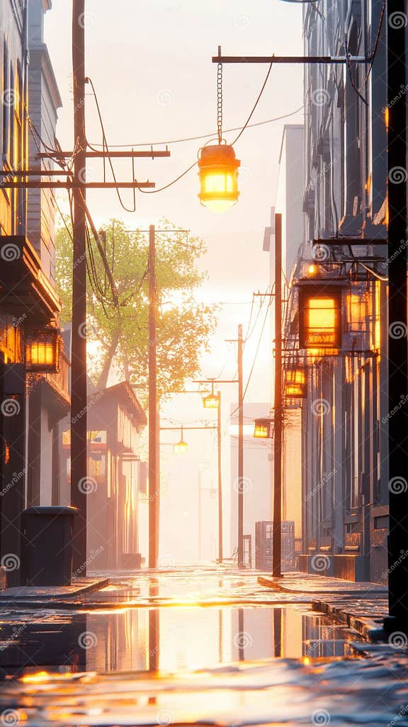 Urban Area with Rainwater Collection System Operating during Light ...