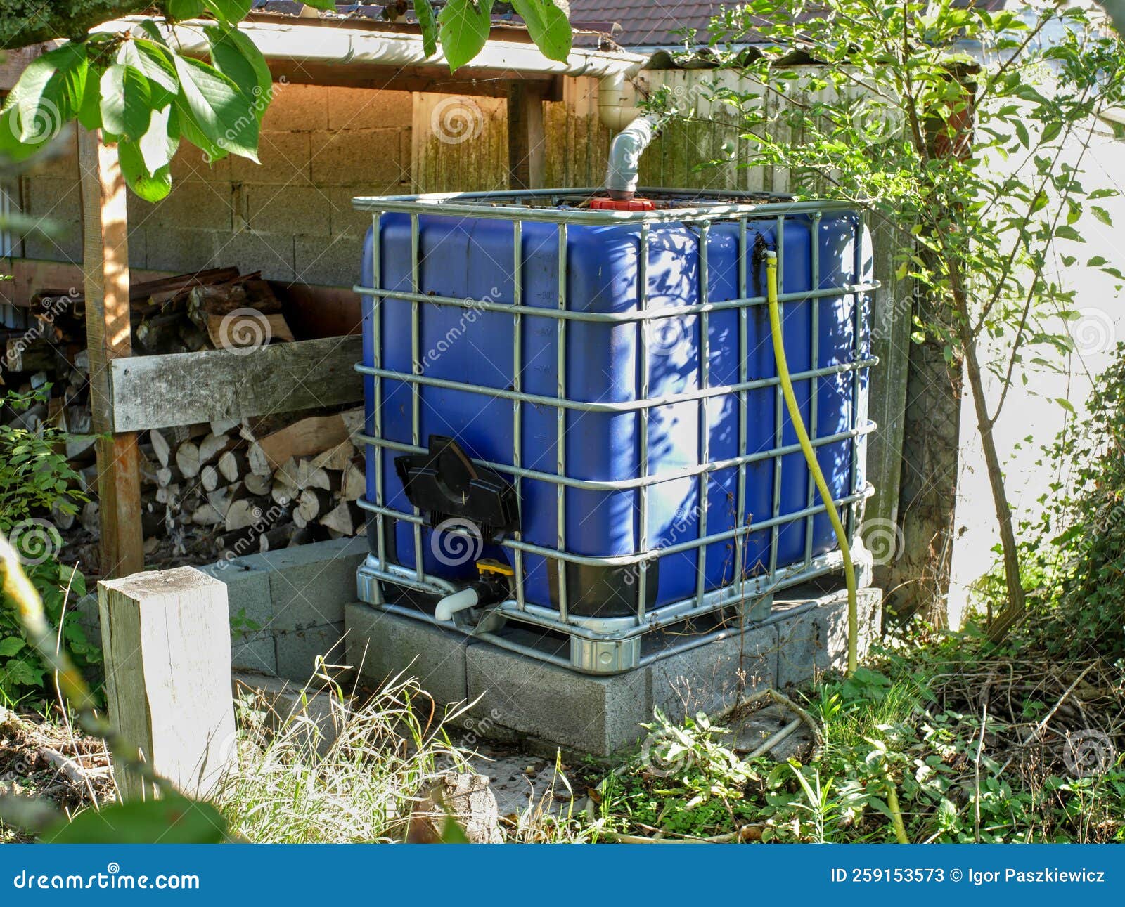 Rainwater collection tank, stock image. Image of outdoor - 259153573