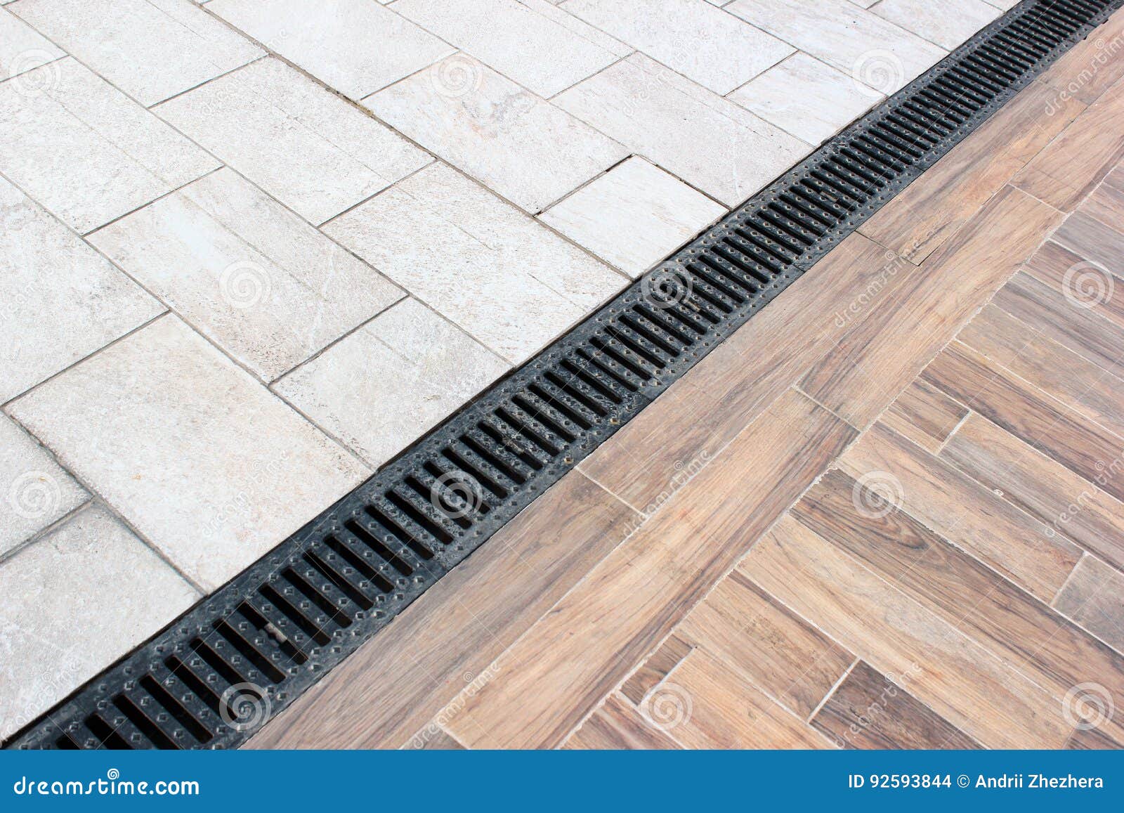 Rainwater Drainage System on a Sidewalk Stock Photo - Image of line ...