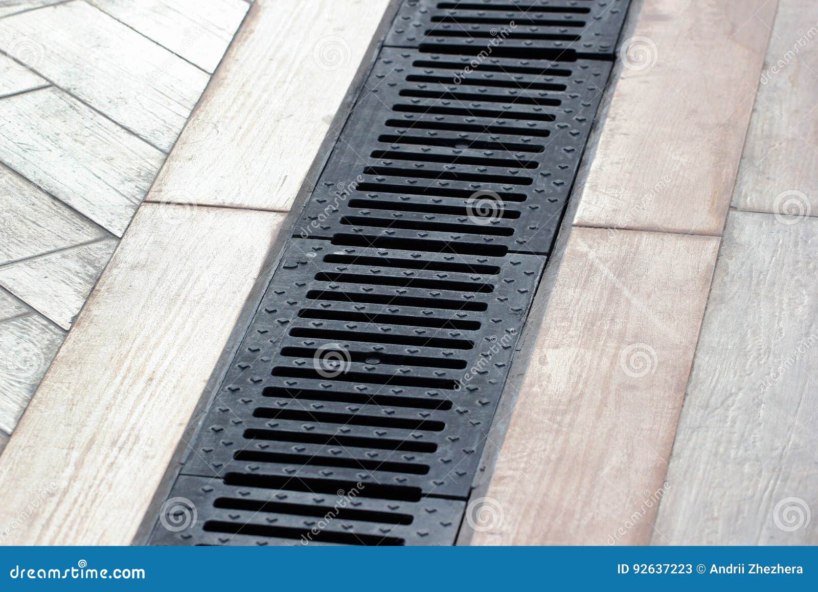 Rainwater Drainage System on a Sidewalk Stock Image - Image of city ...