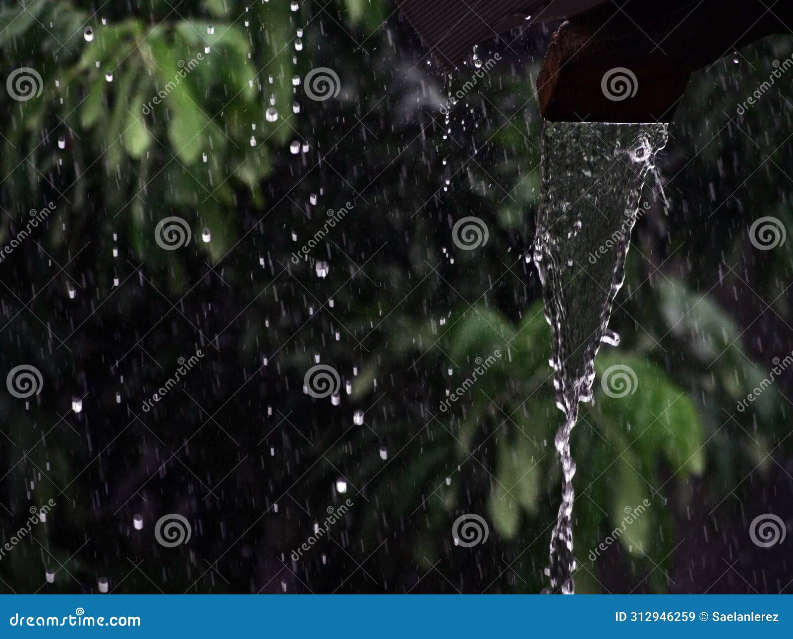 Rainwater Falling From The Roof Of The House Royalty-Free Stock ...