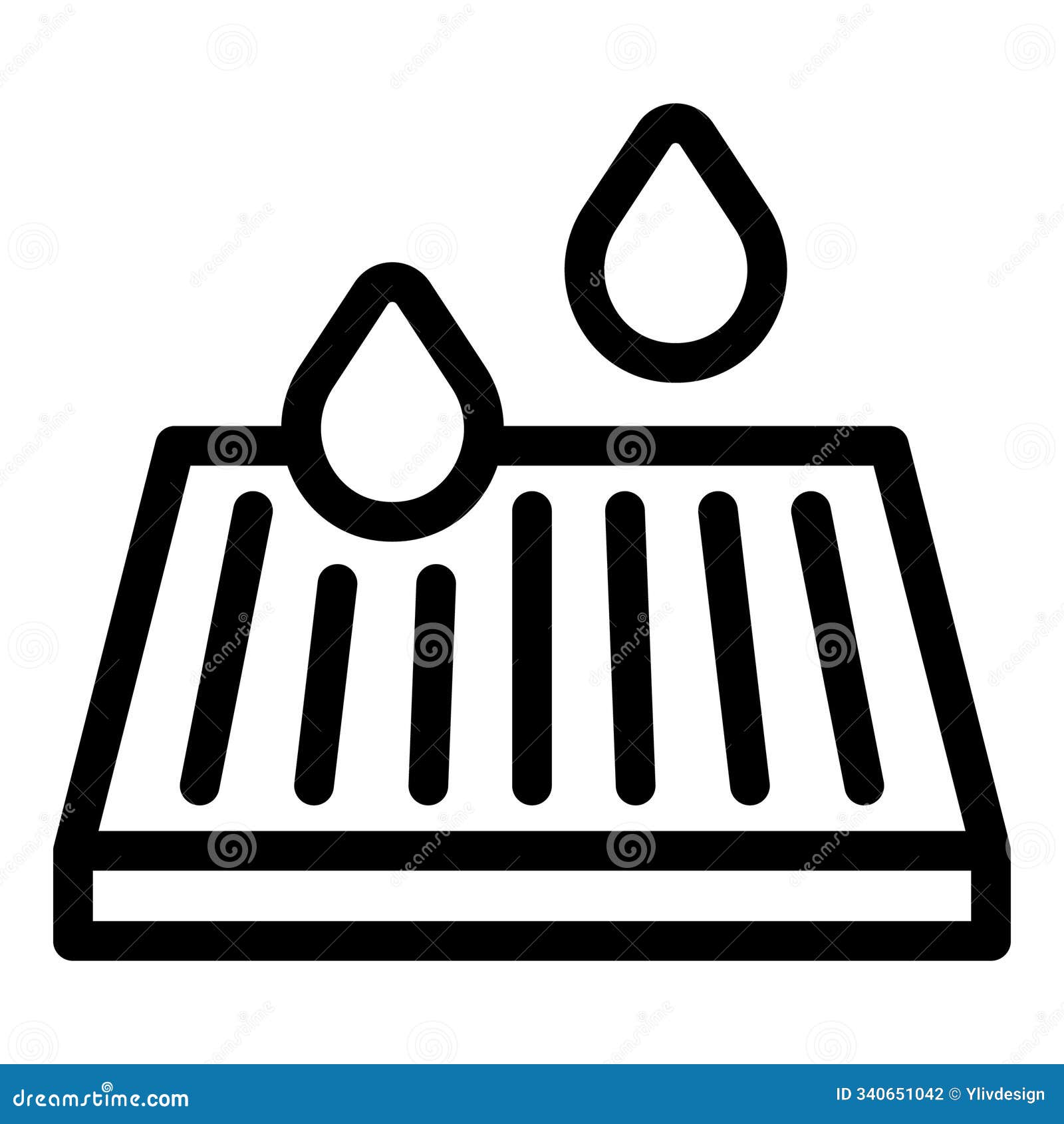 Rainwater Flowing Down Storm Drain Grating Line Icon Stock Illustration ...