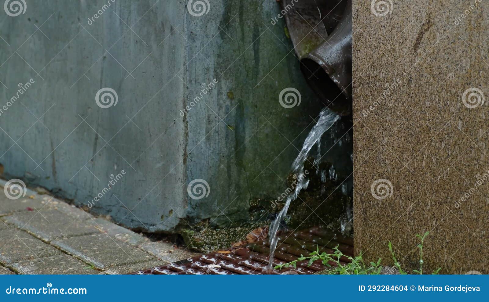 Rainwater Flows Down a Drainpipe when it Rains. Rain Drainage Pipe ...