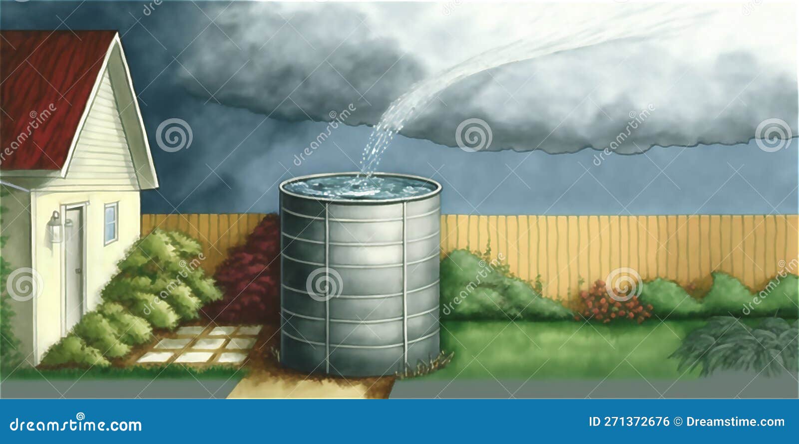 Rainwater Rooftop Harvesting Downspout System, From The House Into ...