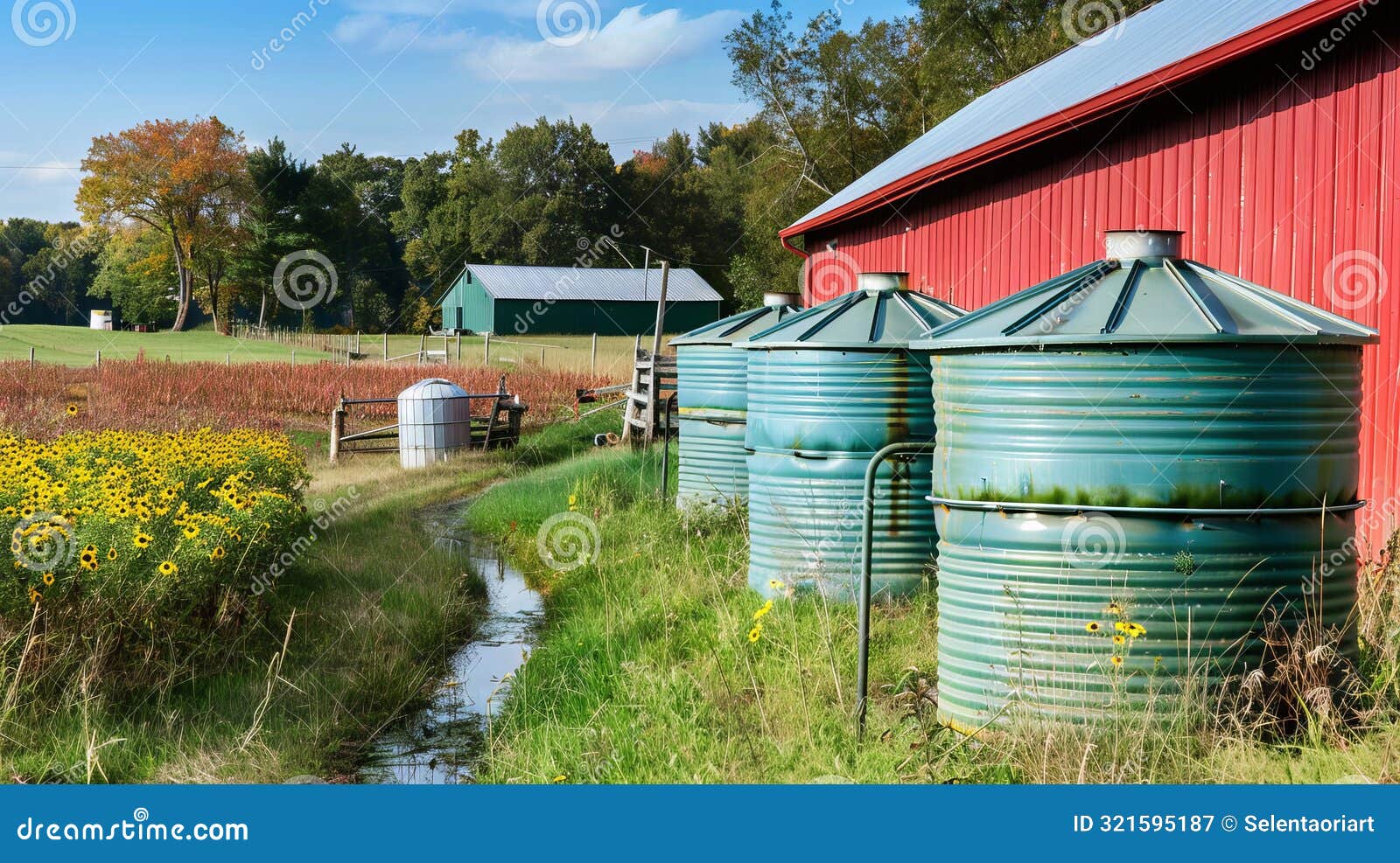 Rainwater Harvesting on a Farm Stock Illustration - Illustration of ...