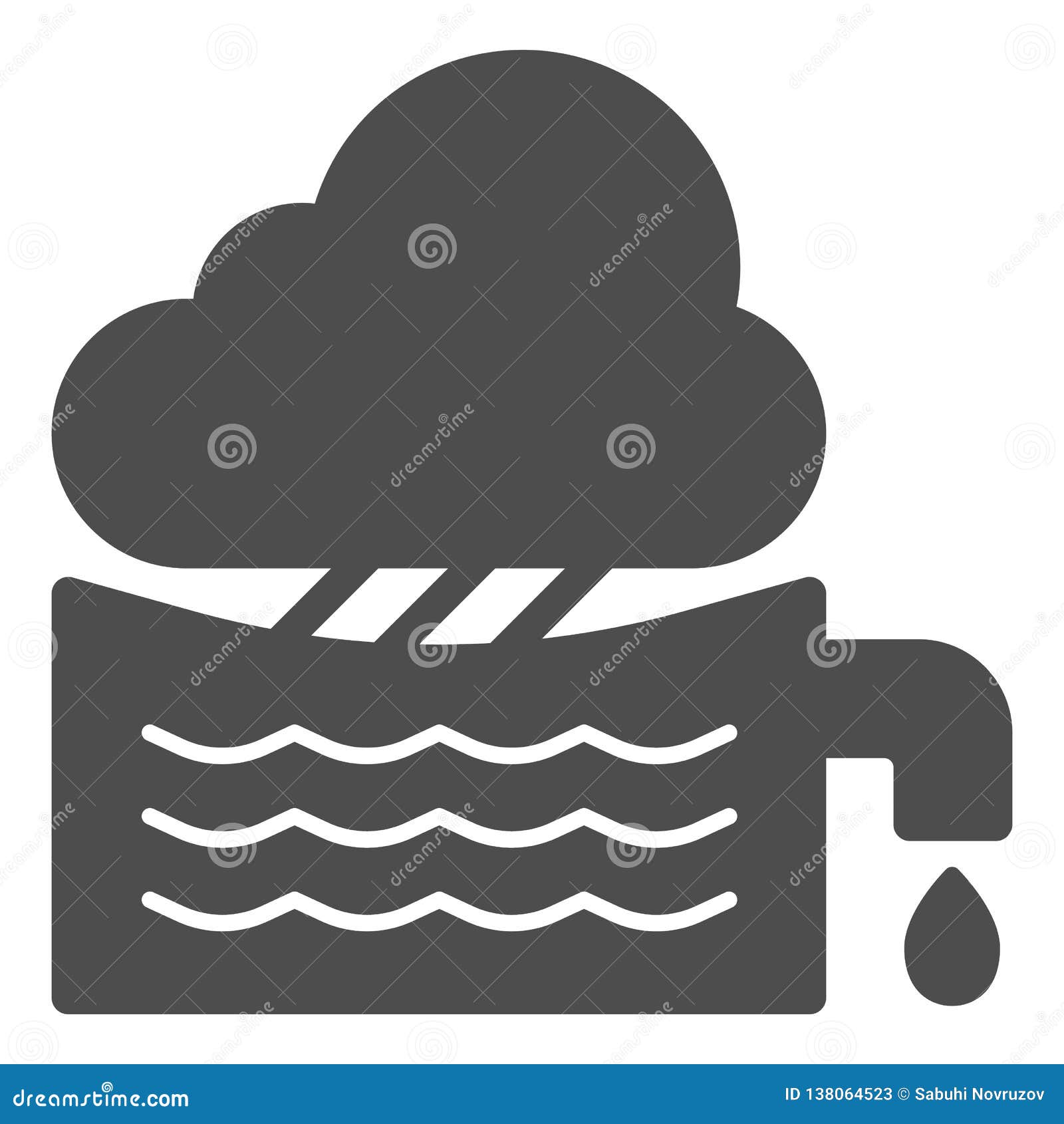 Rainwater Tank Solid Icon. Water Container Vector Illustration Isolated ...