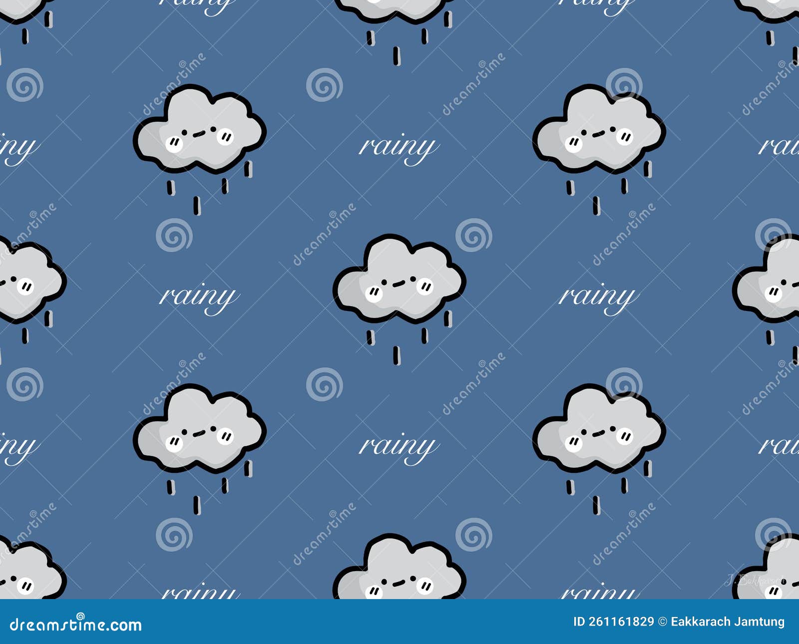 Rainy Seamless Pattern on Blue Background Stock Illustration ...