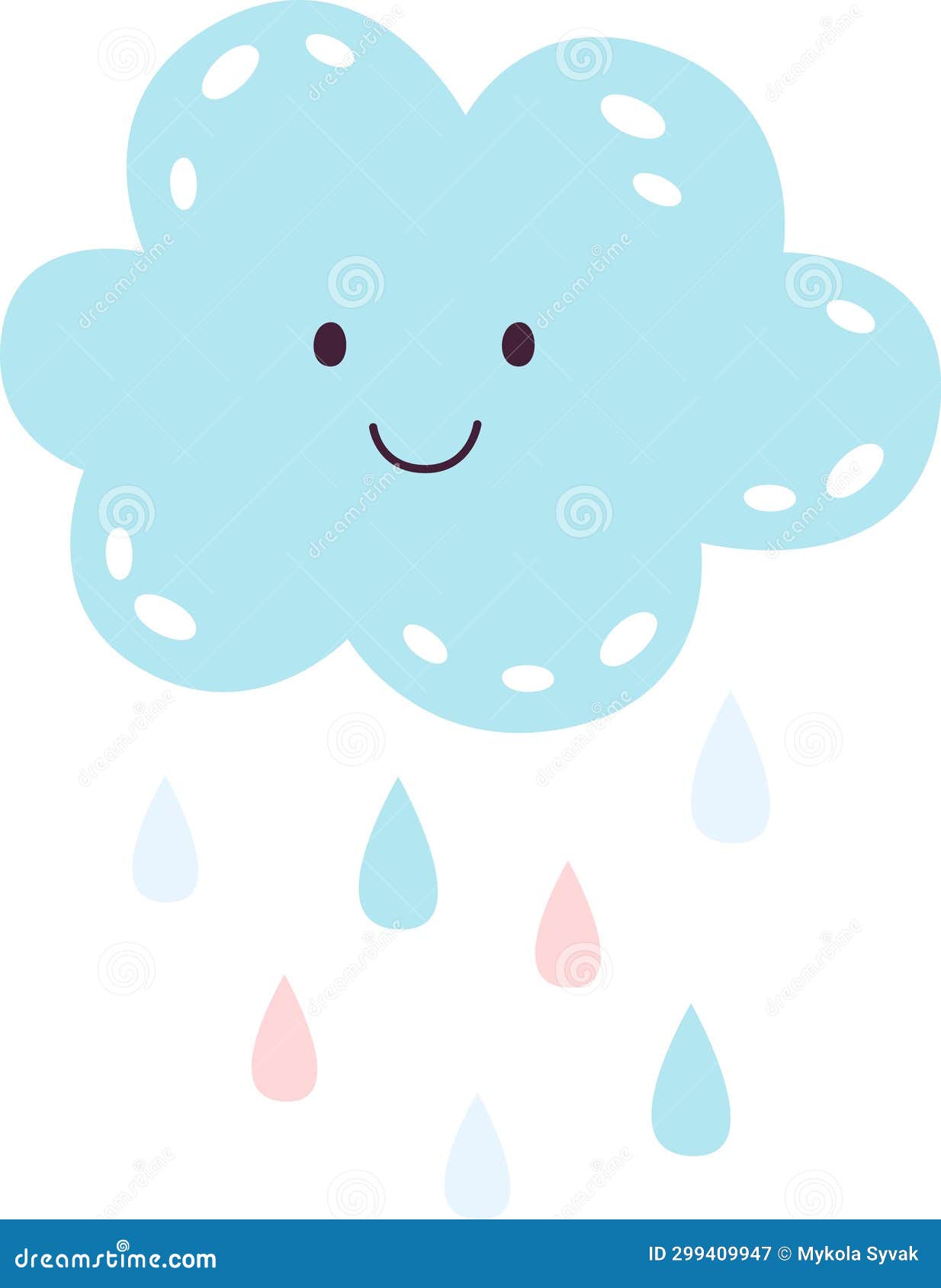 Rainy Cloud Character stock illustration. Illustration of cute - 299409947