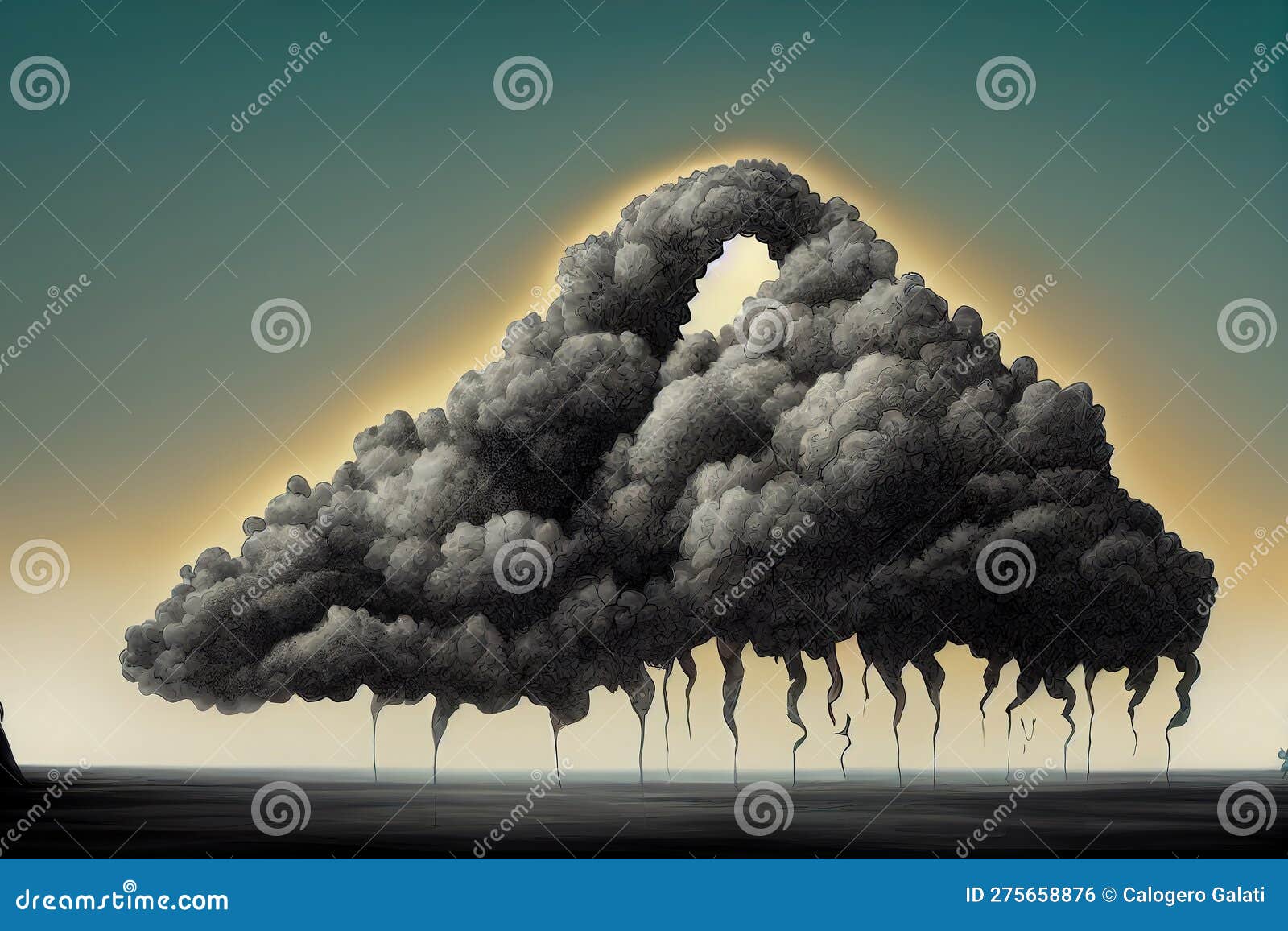 Rainy Dark Clouds Over the Ocean, Life Disaster Abstract, Ai Generated ...