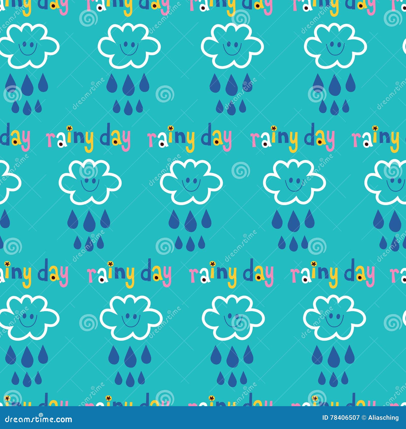 Rainy Day Clouds Rain Sky Seamless Pattern Stock Vector - Illustration ...