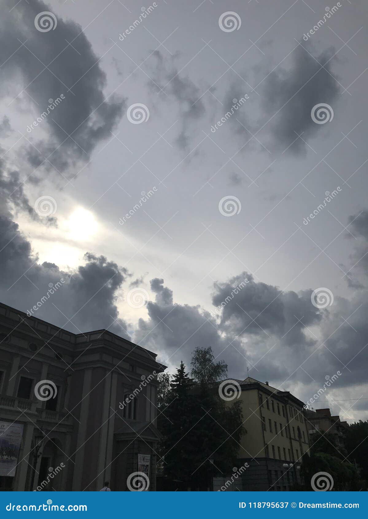 Rainy day stock image. Image of rainy, clouds, buildings - 118795637