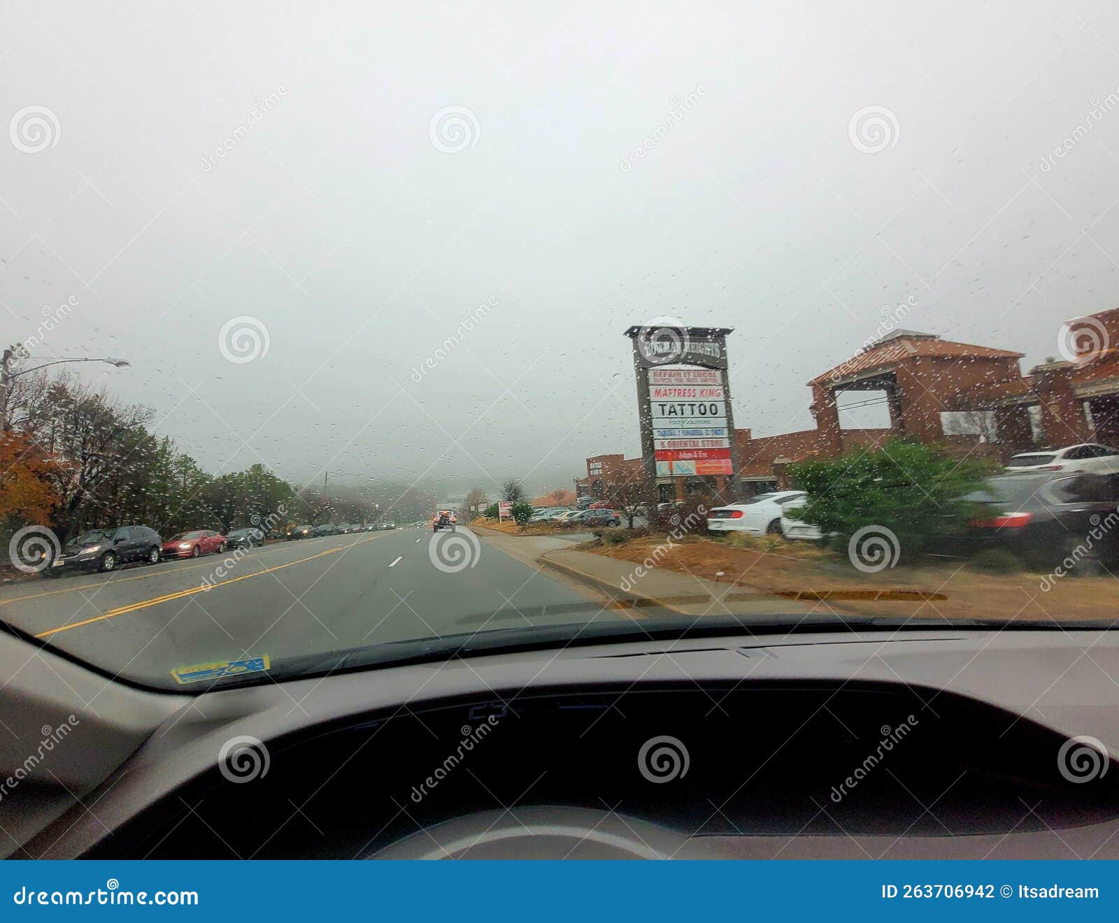 Rainy day driving editorial photography. Image of town - 263706942