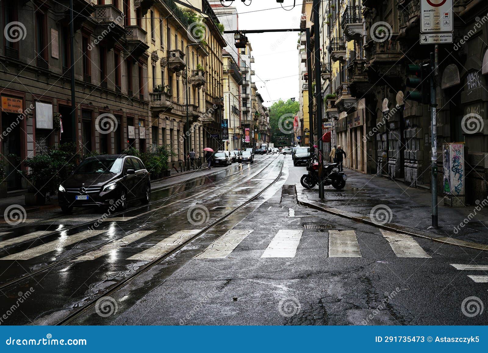 Rainy Day in Milano, Italy. Editorial Stock Photo - Image of street ...