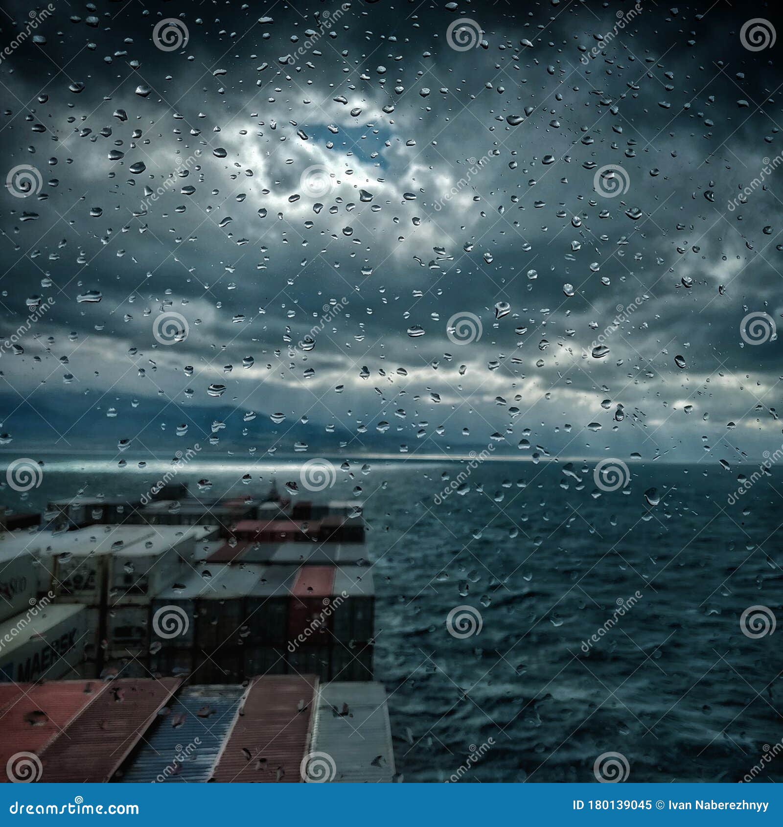 Rainy day at sea editorial image. Image of vessel, navigation - 180139045