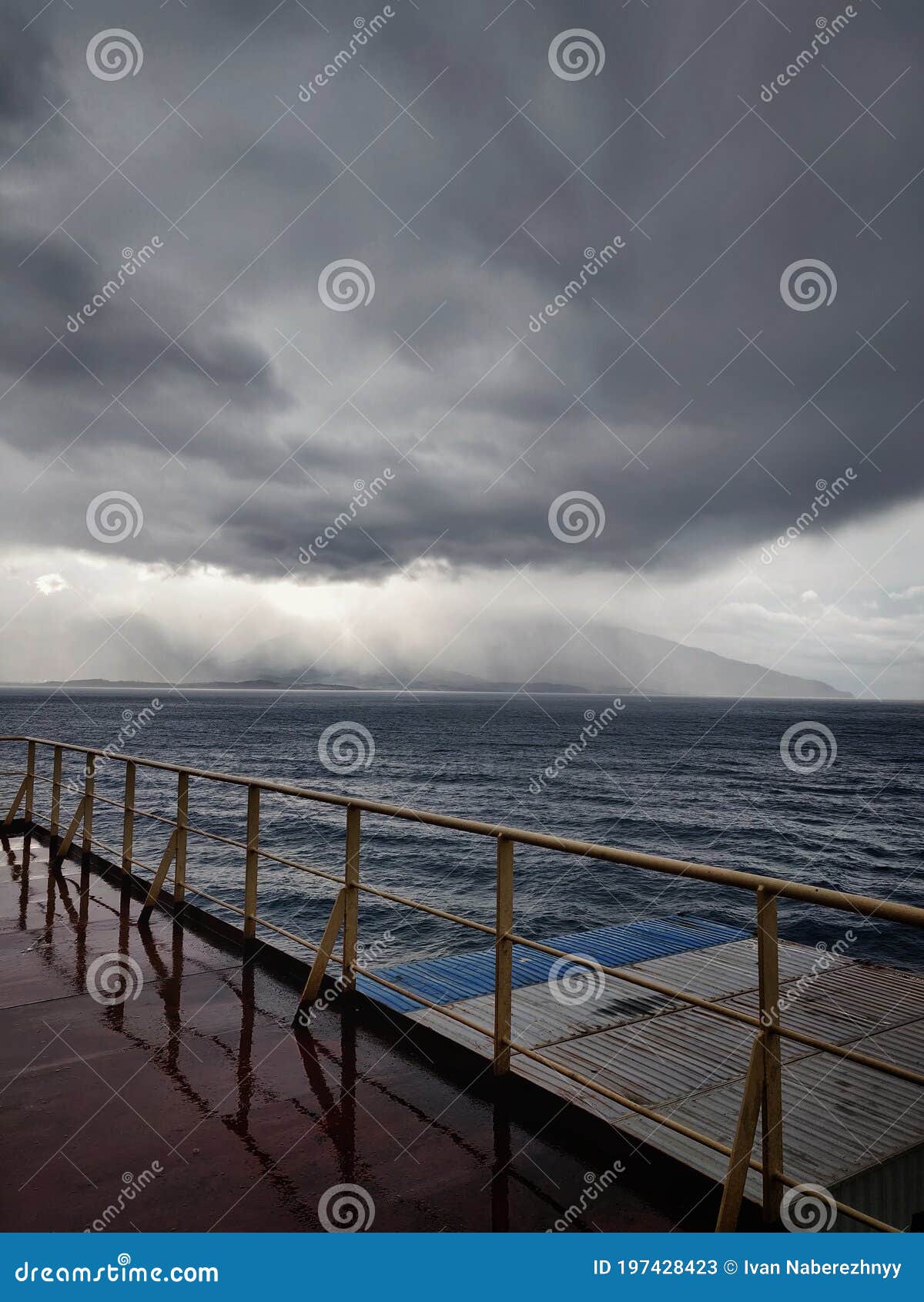 Rainy day at sea stock image. Image of cloud, shore - 197428423