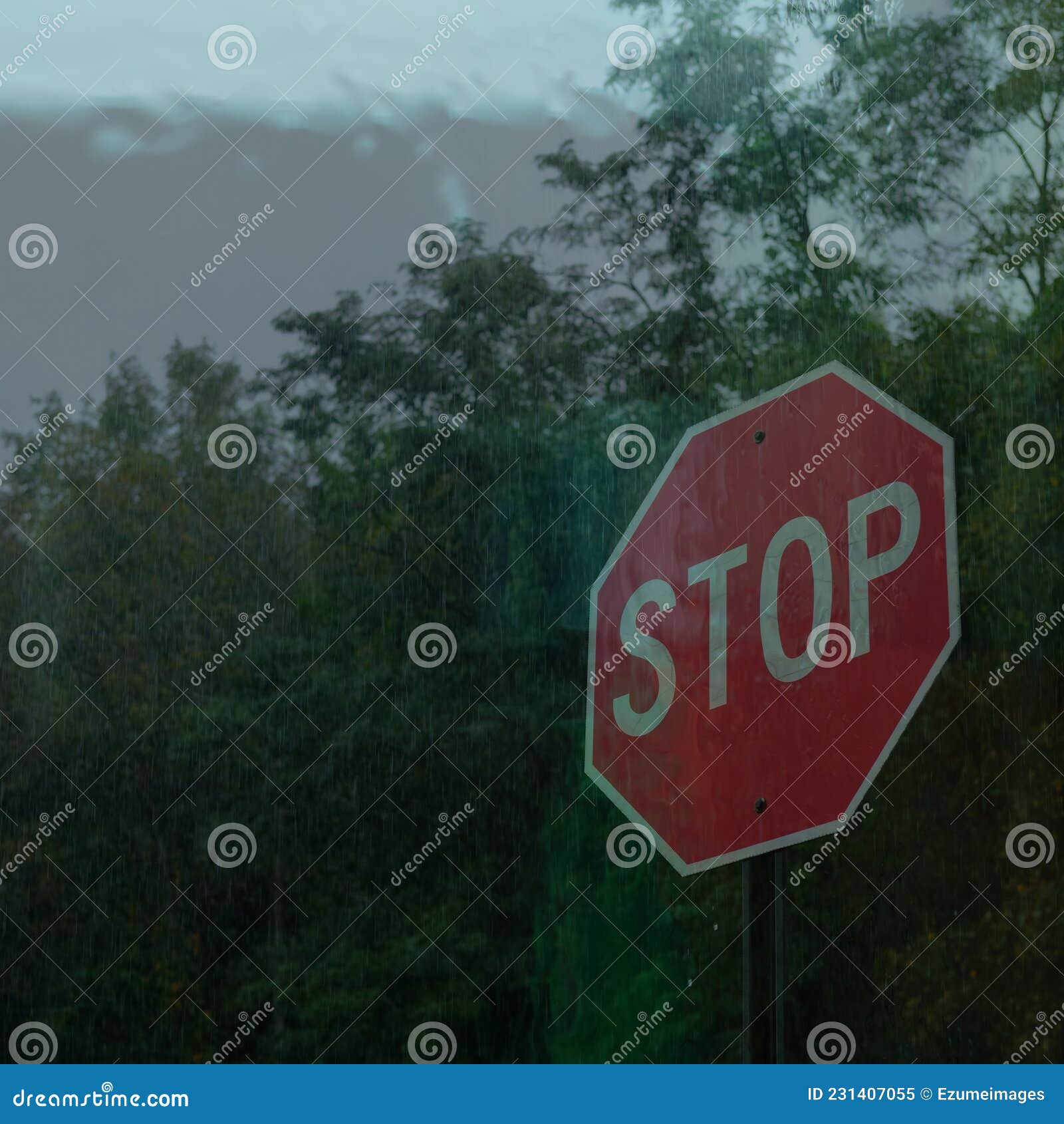 Rainy Day Stop Sign stock image. Image of retro, stylized - 231407055